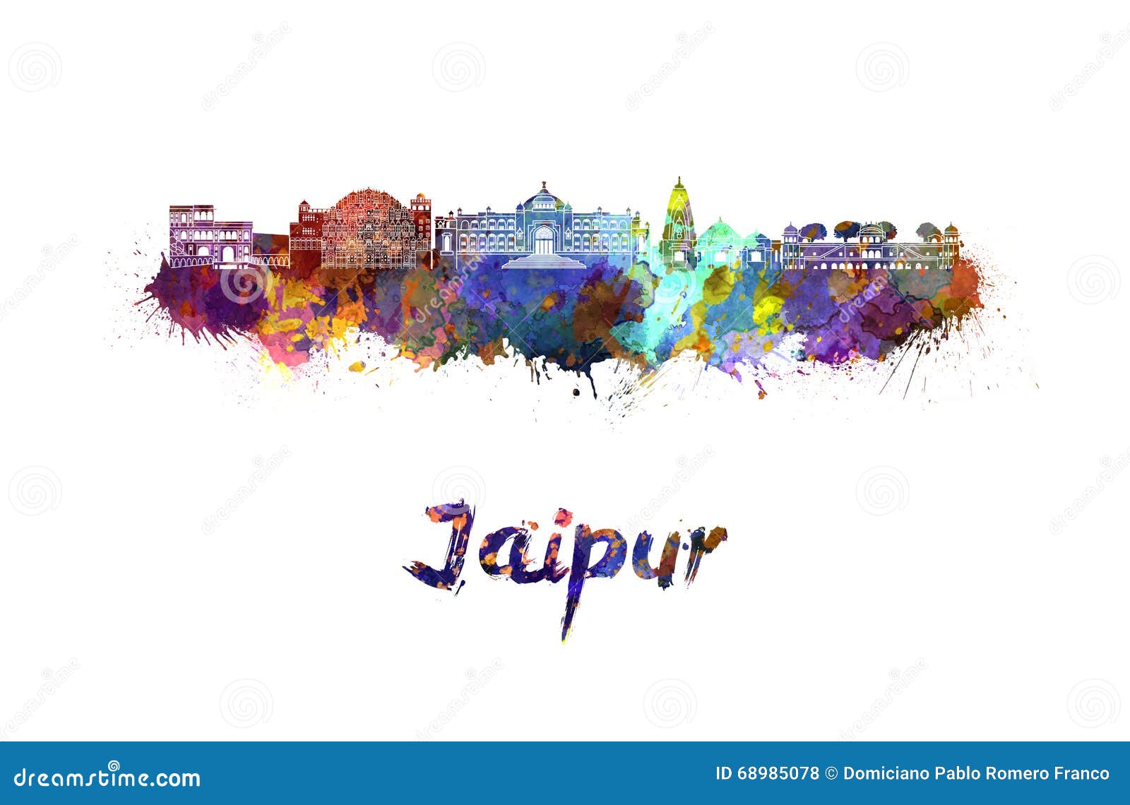Jaipur Skyline in Watercolor Stock Illustration - Illustration of ...