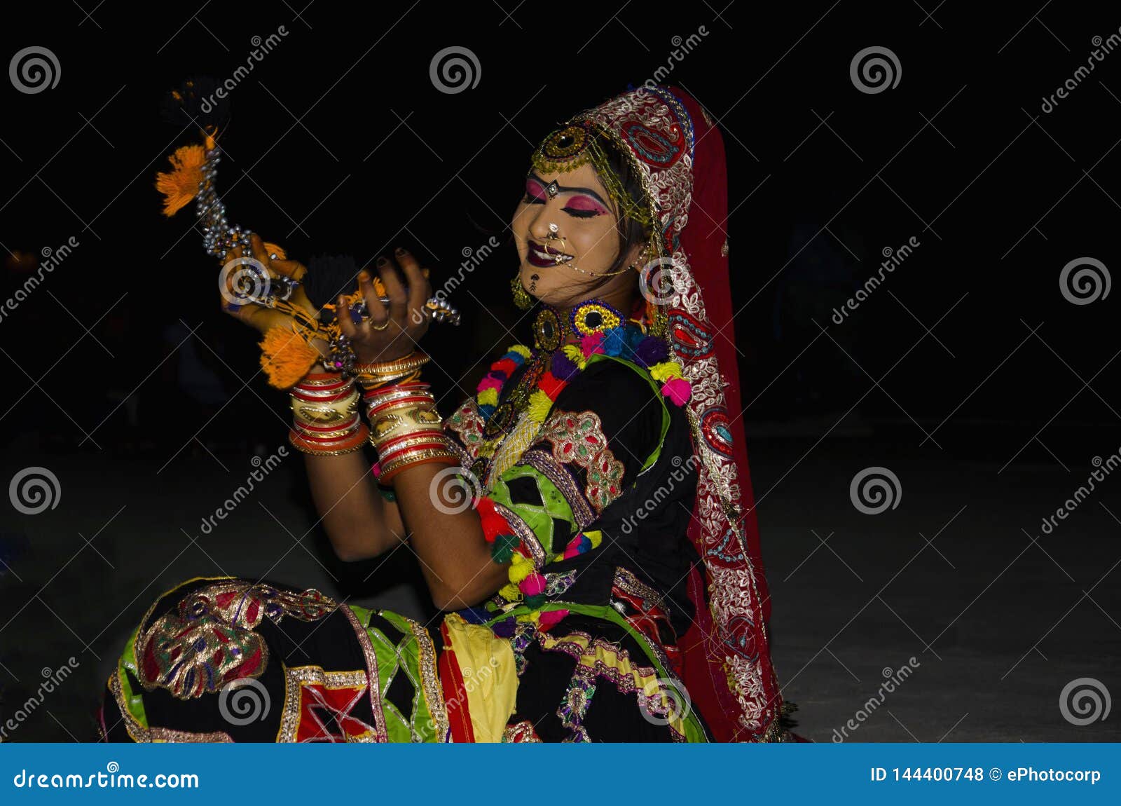 JAISALMER, RAJASTHAN, INDIA, November 2018, Dancer Performs Folk Dance ...