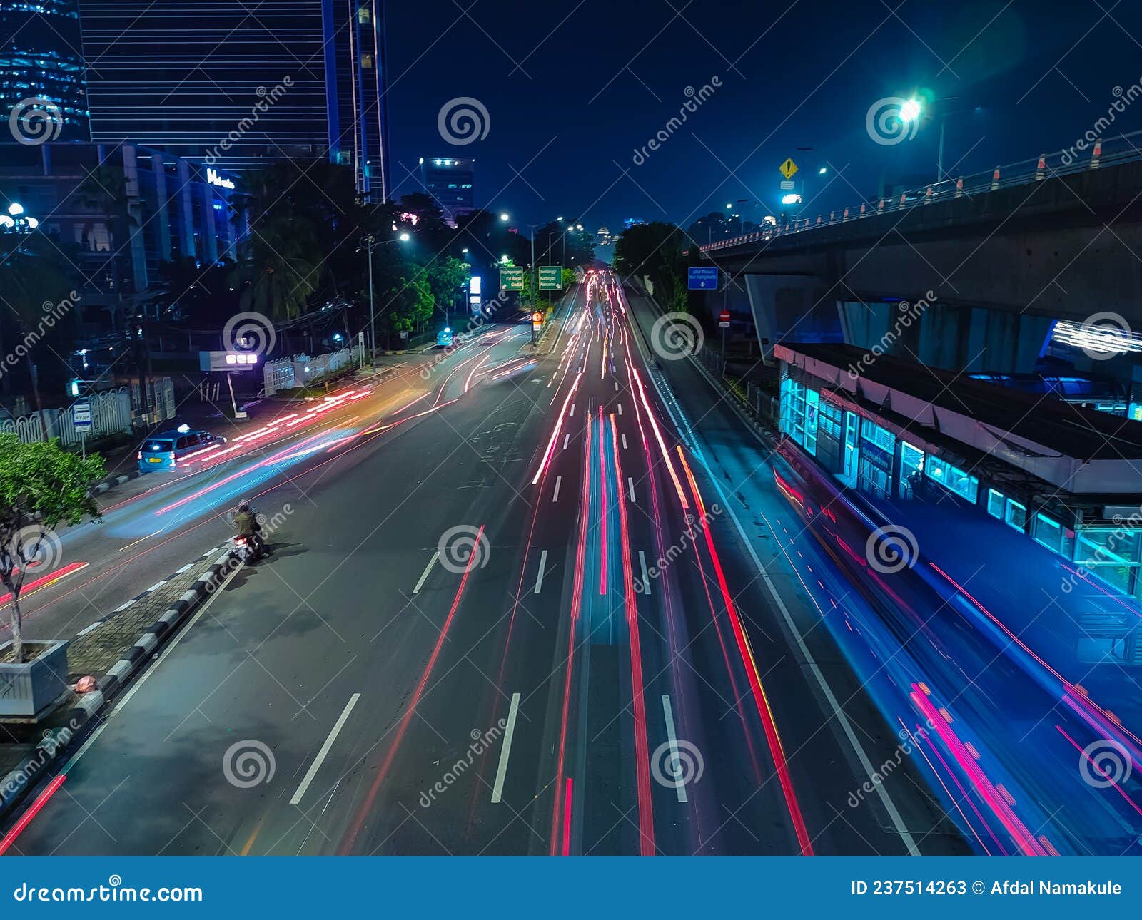 Jakarta city at night stock image. Image of highway - 237514263