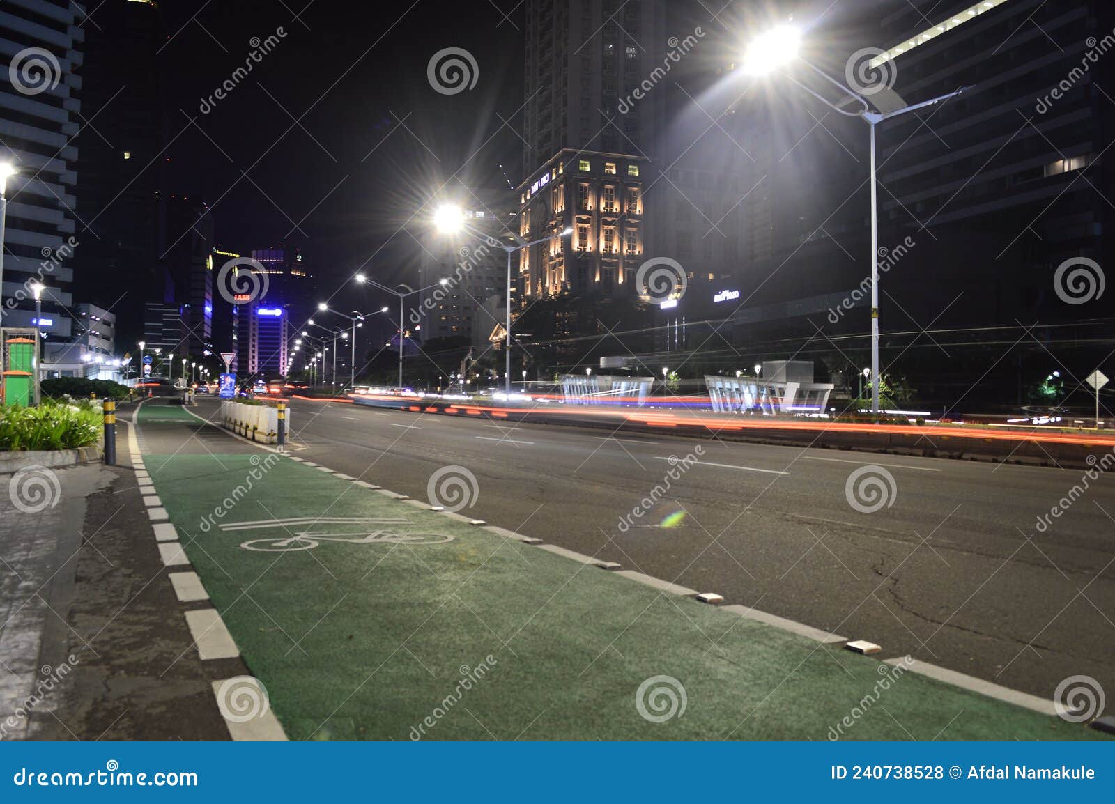 Jakarta city at night editorial stock photo. Image of evening - 240738528