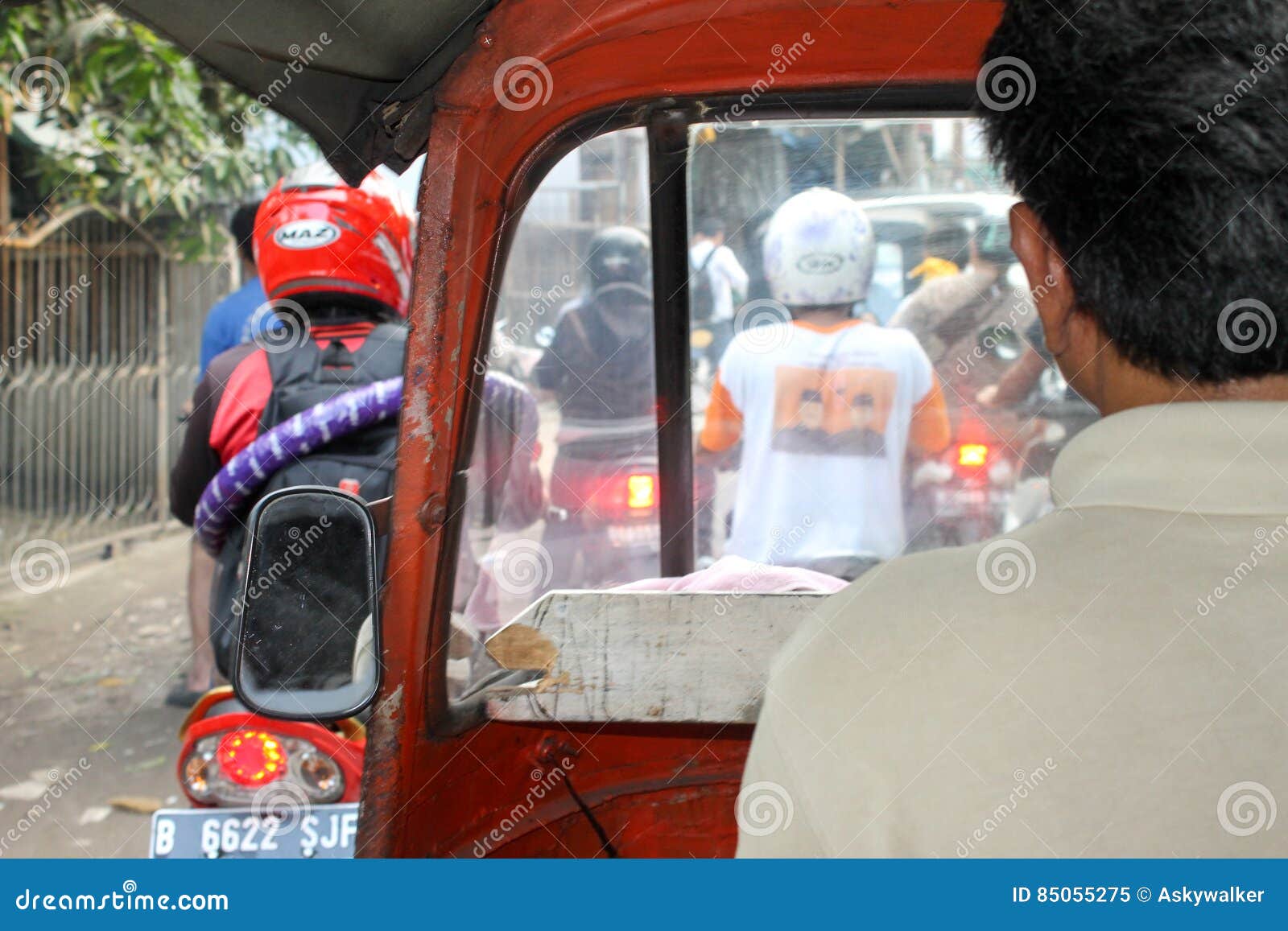 Jakarta, Indonesia - May 30 2014 : Inside Bajaj, Rickshaw in Traffic ...