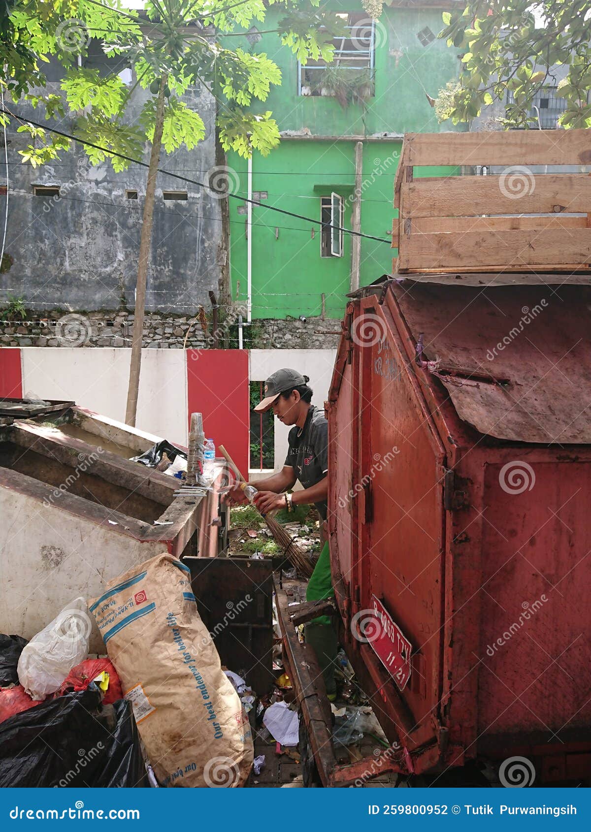 Jakarta, Indonesia, 25 October 2022, Poor Man Picking Up Trash from Bin ...