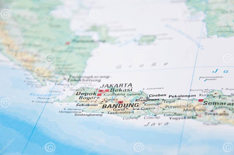 Jakarta, Java, Indonesia, Close-Up of Map. Stock Image - Image of ...