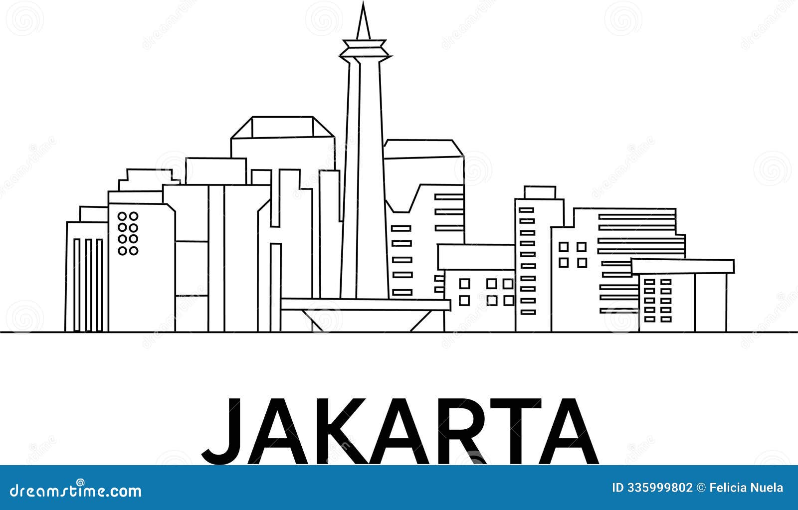 Jakarta City Line Draw Free Vector Stock Illustration - Illustration of ...