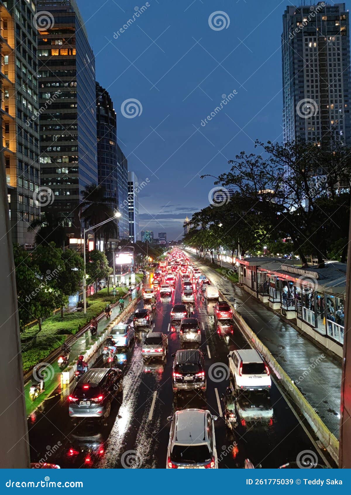 Jakarta night traffic editorial stock image. Image of infrastructure ...
