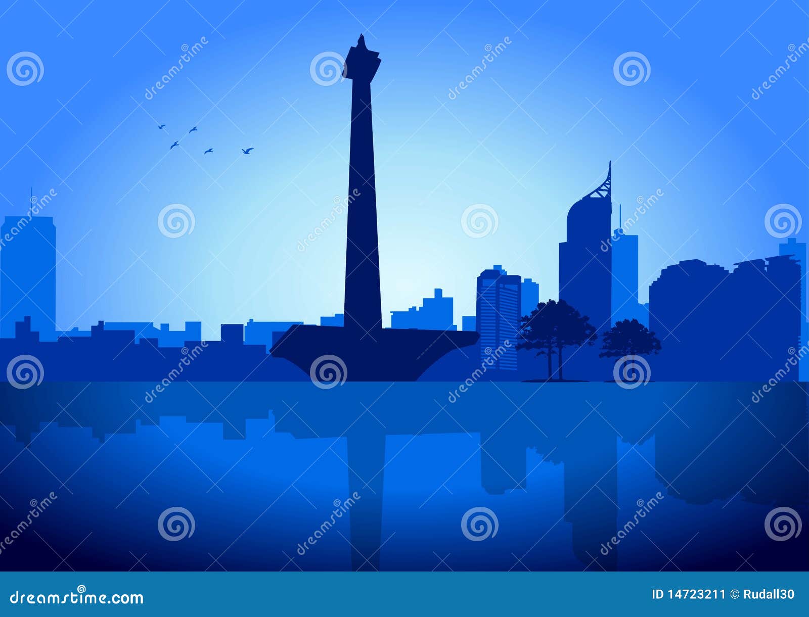 Monas, Skyline, Cityscape, Landmark Building Of Jakarta, Vector ...