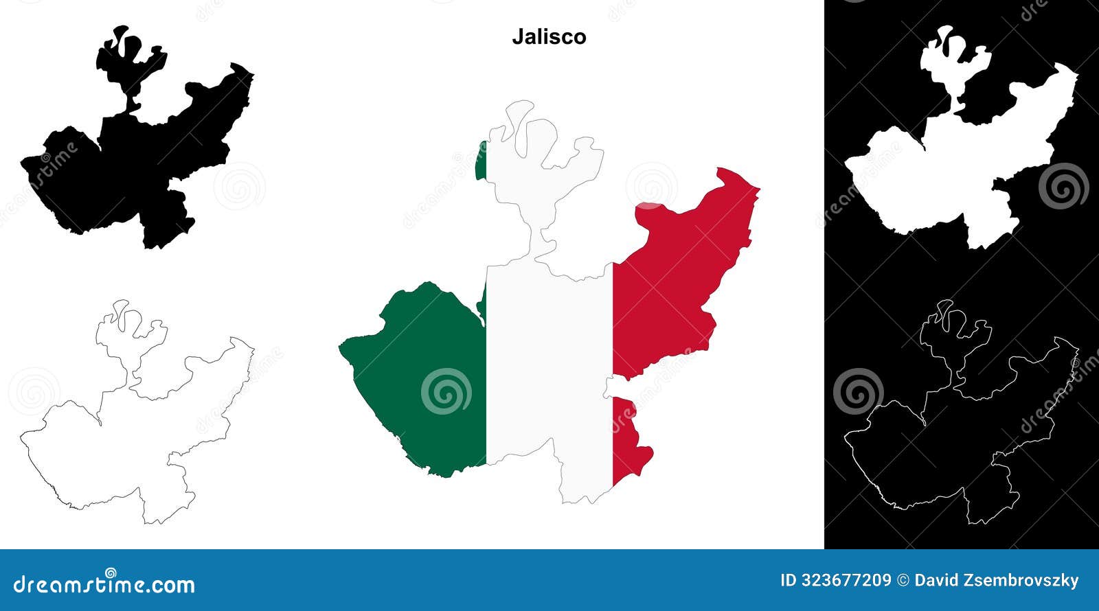 Jalisco Outline Map Mexico State Central America Region Country Shape ...