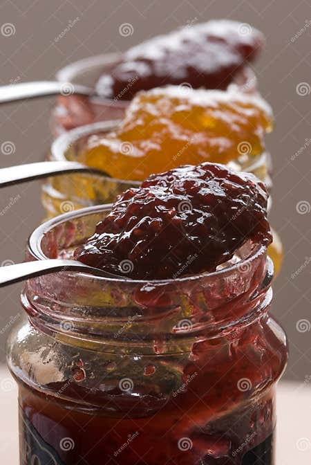 Jam bottles stock image. Image of fruit, healthy, flavour - 12475977
