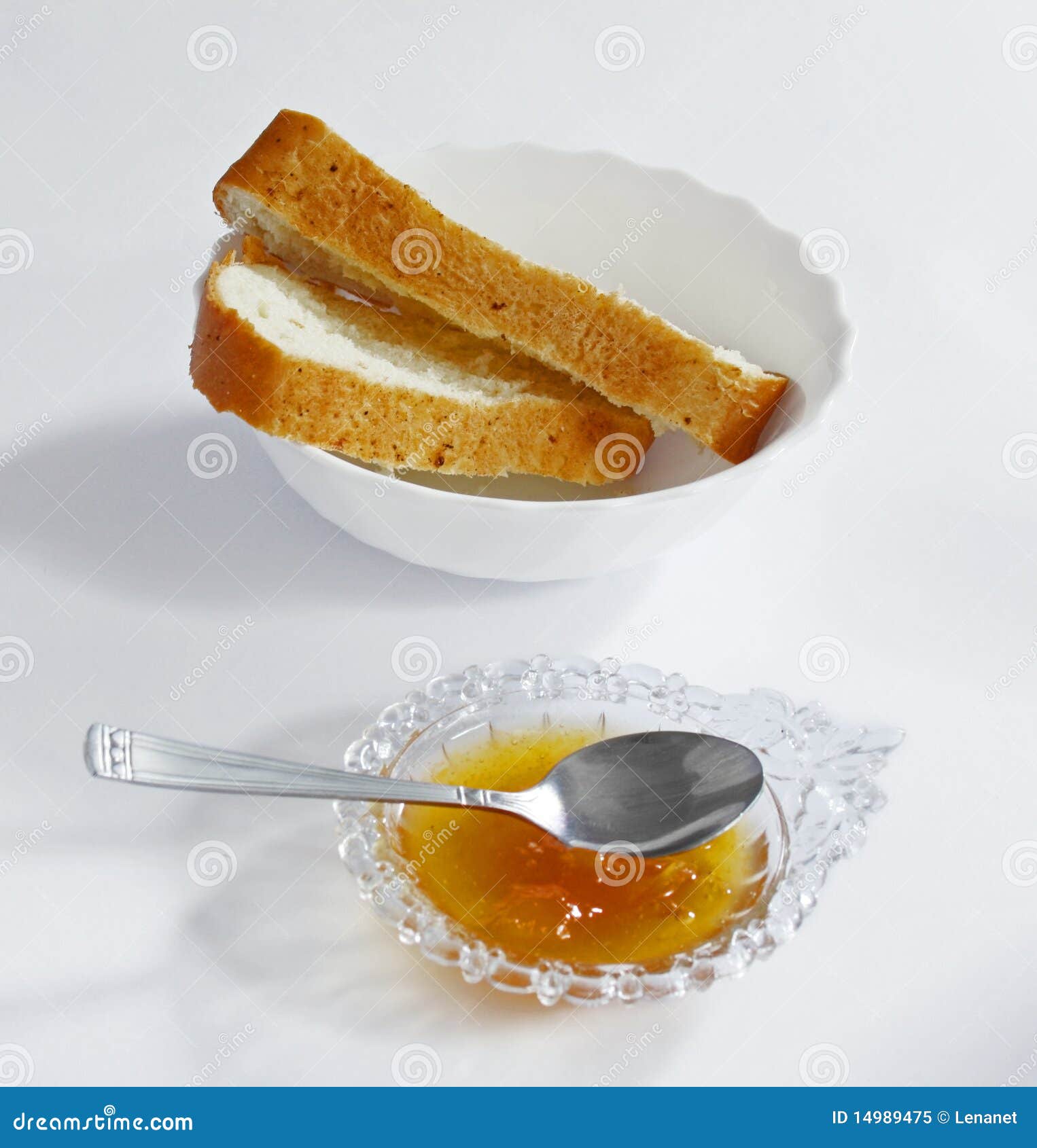 Jam Bowl with Plate of Fresh Bread Stock Image - Image of jelly, health ...