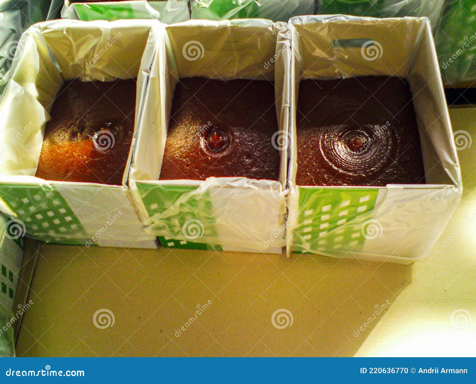 Jam in Boxes in Production, Apple Jam in Cardboard Boxes Stock Photo ...