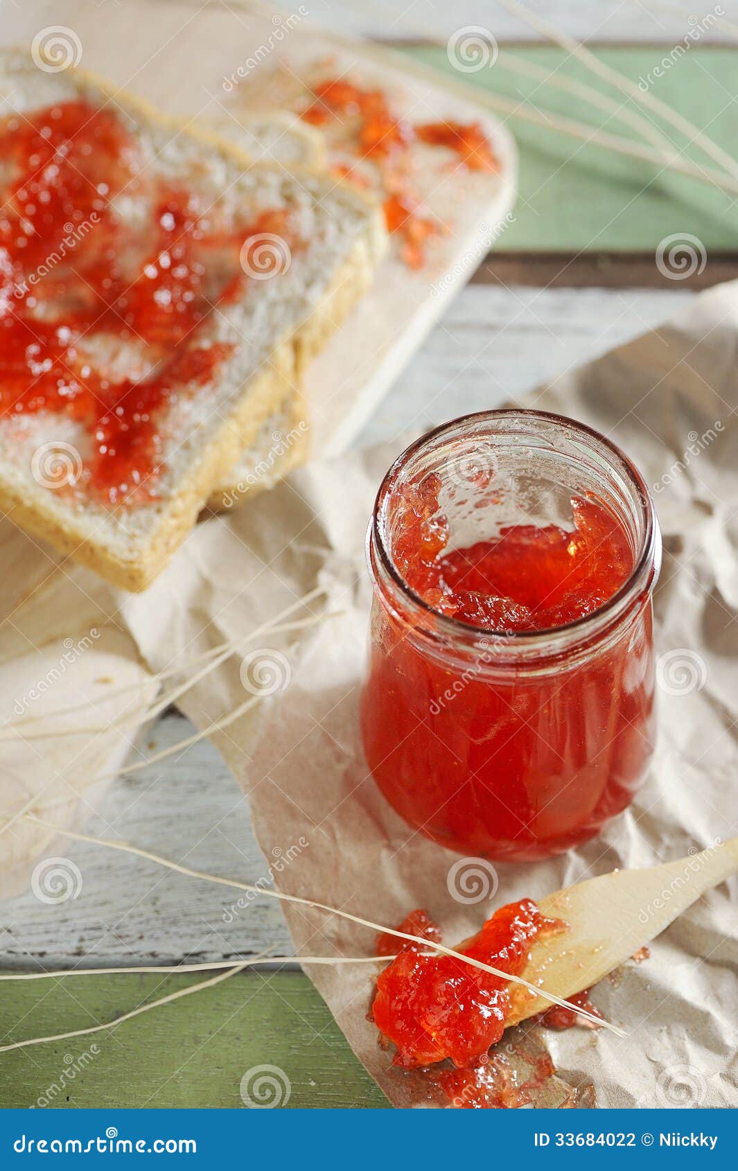 Jam and bread stock photo. Image of fruit, meal, breakfast - 33684022