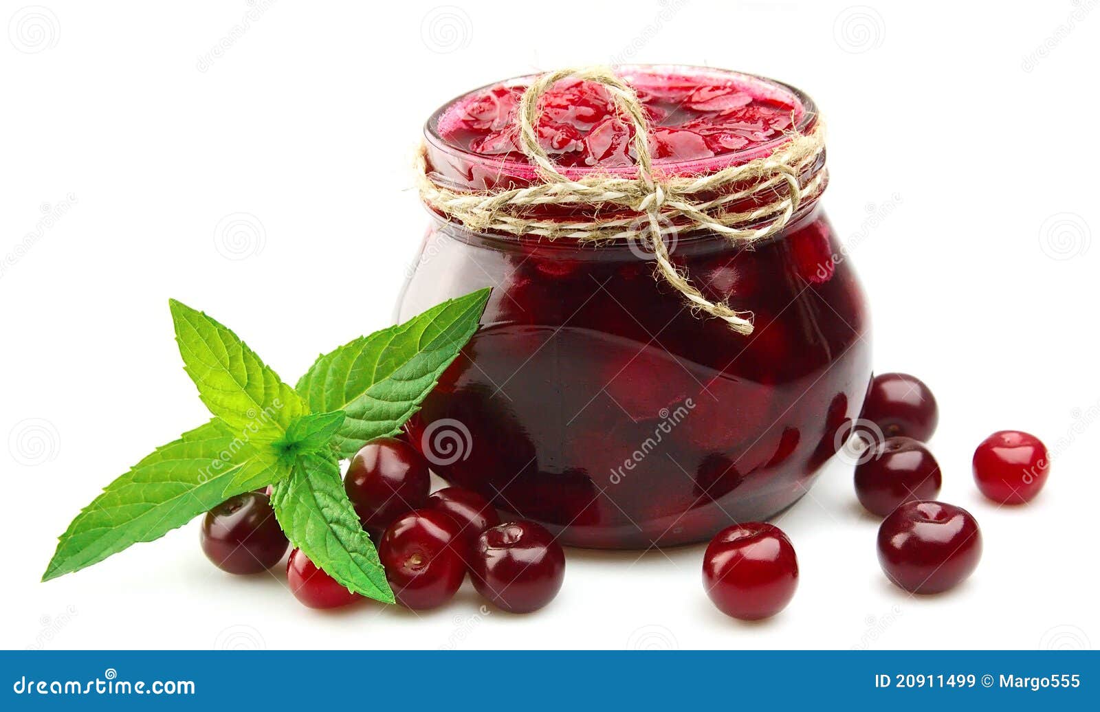 Jam with cherry and mint stock image. Image of juicy - 20911499
