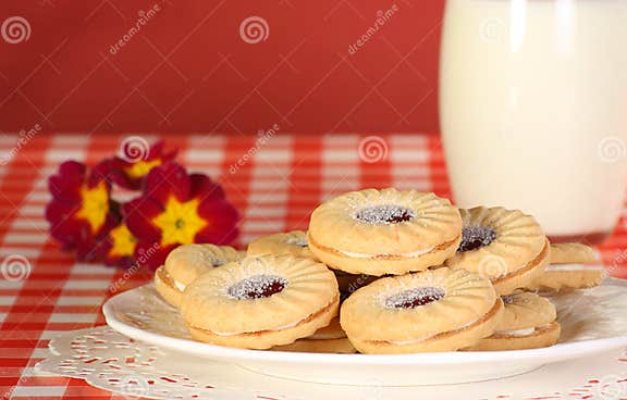 Jam and cream biscuits stock photo. Image of sweet, dessert - 24647862