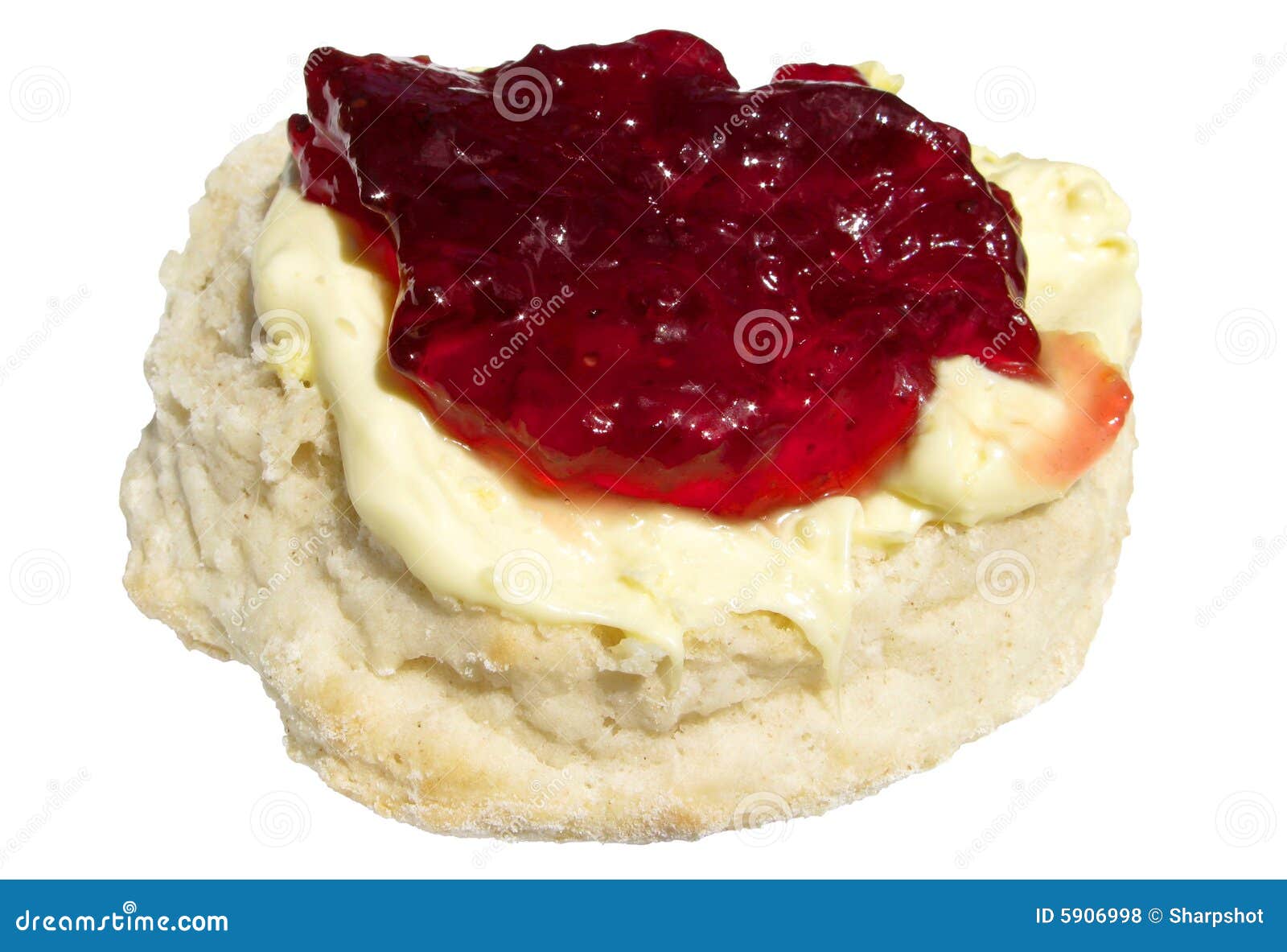 Jam and cream scone. stock photo. Image of strawberry - 5906998