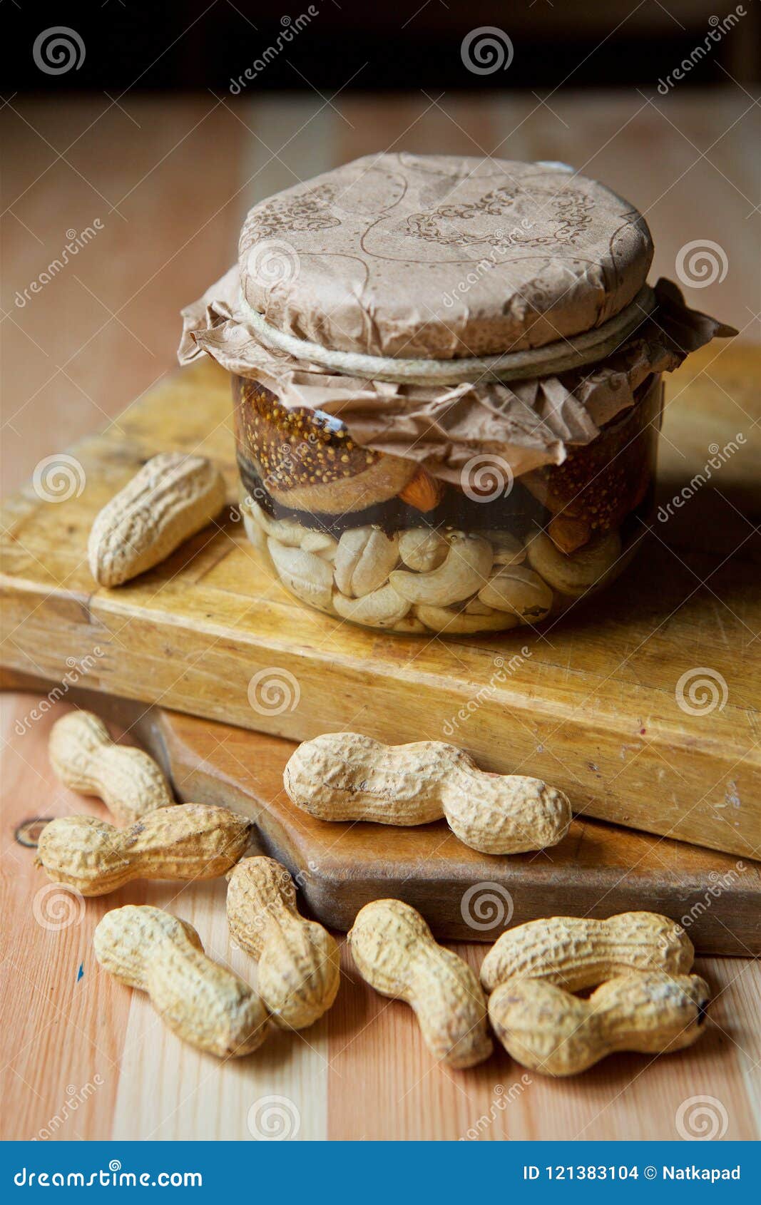 Jam of Different Types of Nuts and Fruits in Syrup or Honey in a Stock ...