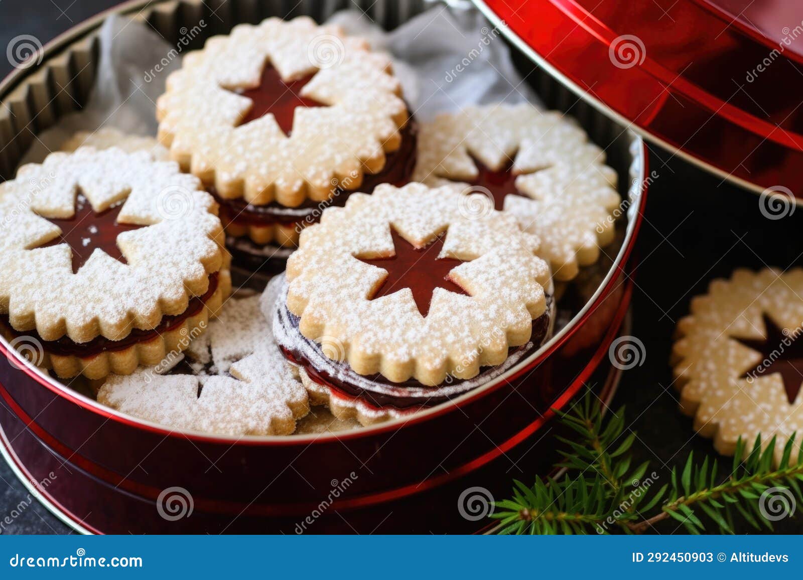 Jam Filled Linzer Cookies Topped With Red Fruit Preserve Isolated On ...