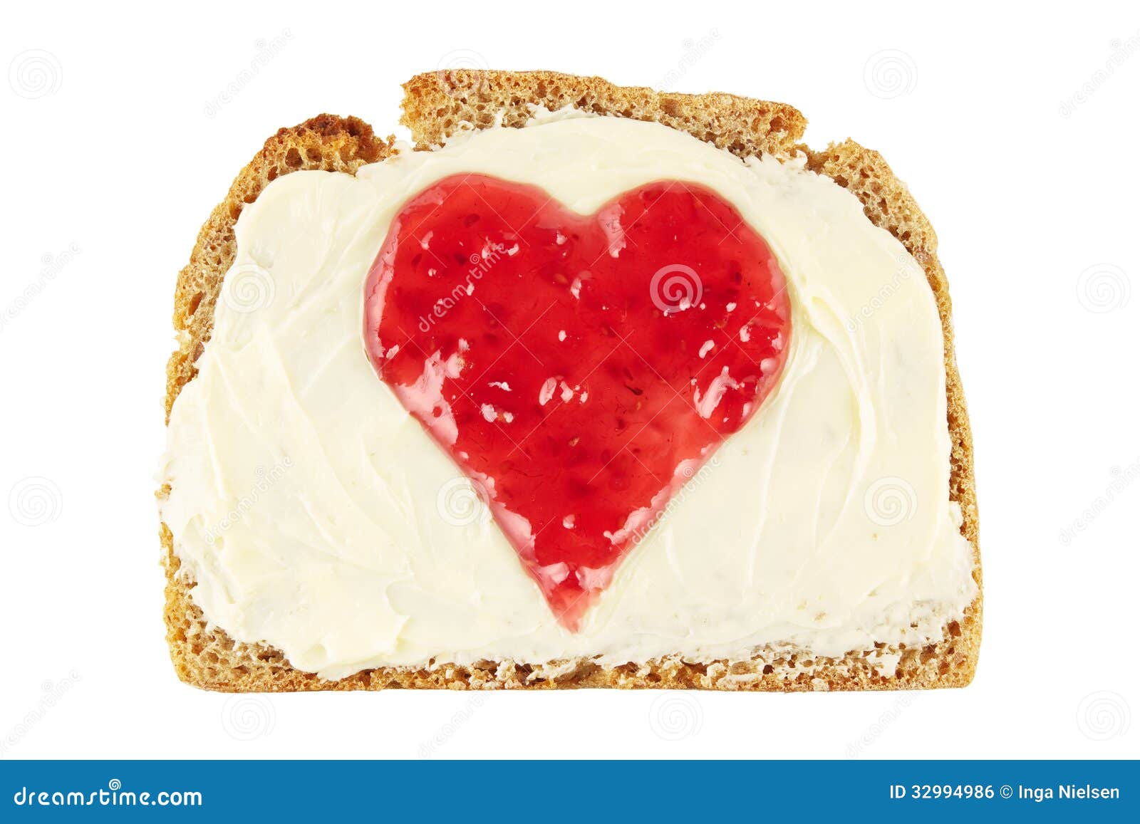 Jam heart on bread stock photo. Image of romantic, love - 32994986