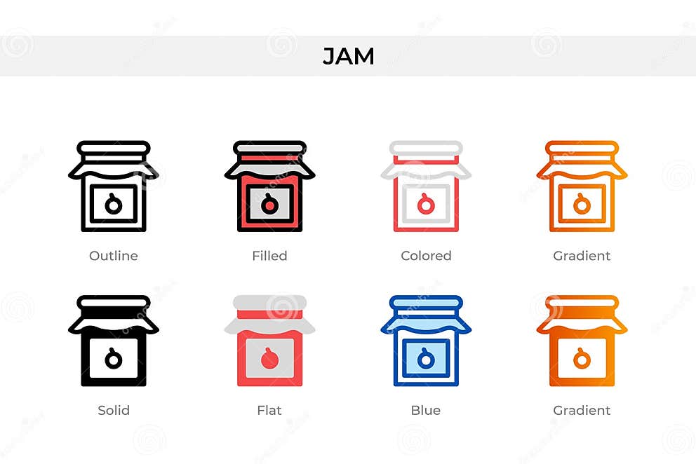 Jam Icon in Different Style. Jam Vector Icons Designed in Outline, Solid, Colored, Filled ...