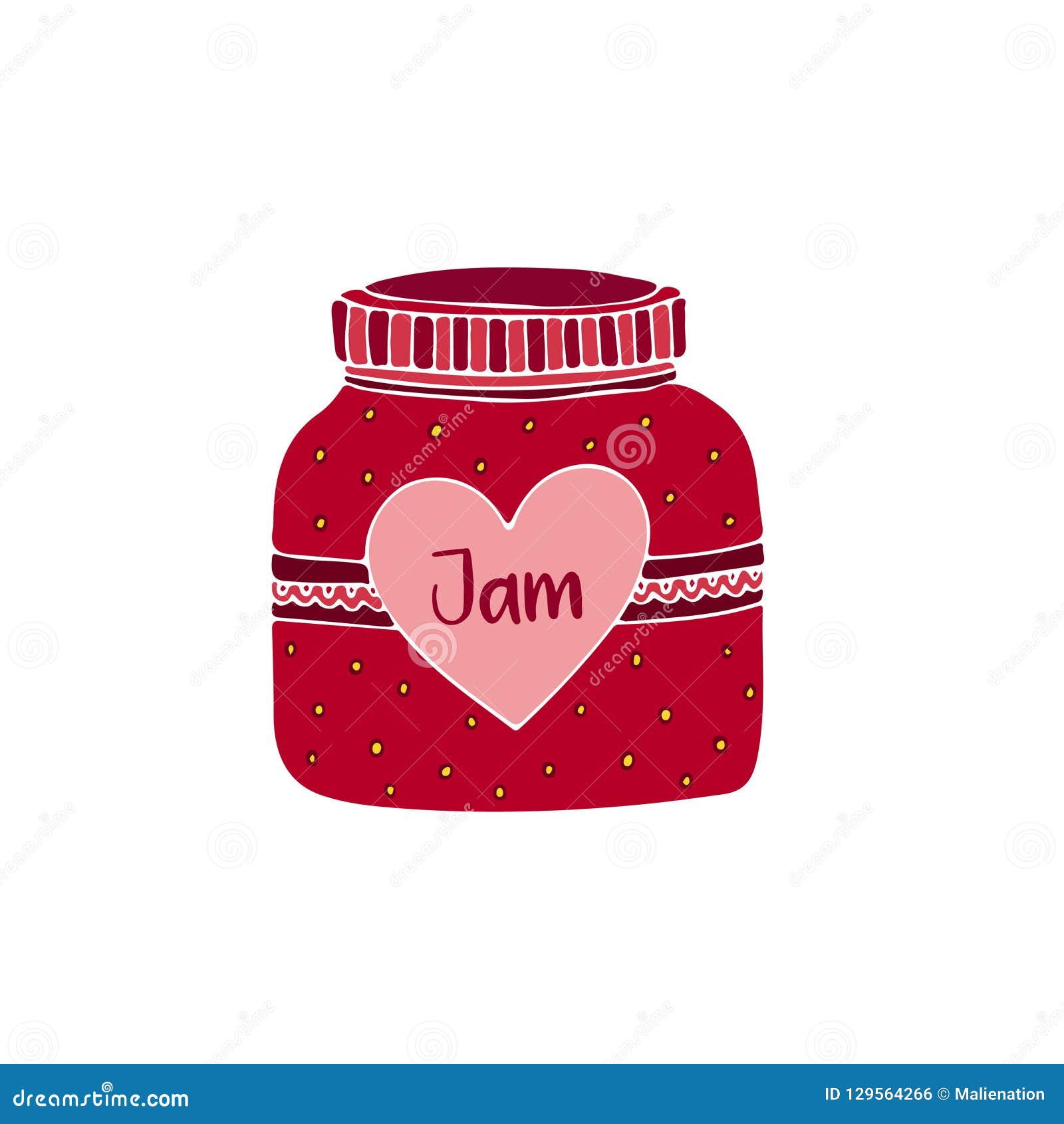 Jam Jar Icon. Hand Drawn Jam Illustration. Vintage Red Jar. Stock ...