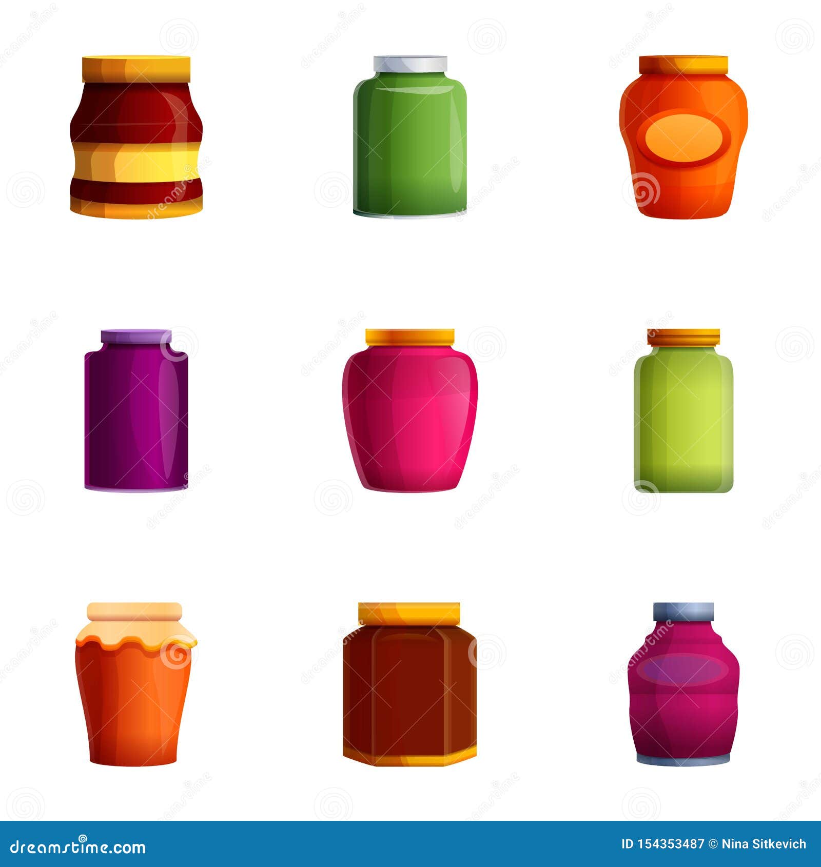 Jam Jar Icon Set, Cartoon Style Stock Vector - Illustration of ...