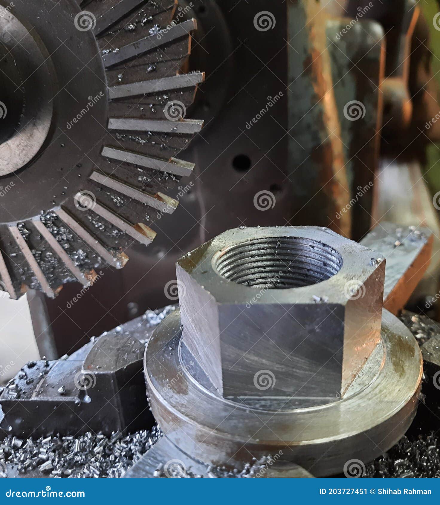 Jam Nut. Hexagonal Operation with Saw Cutter on Milling Machine Stock ...