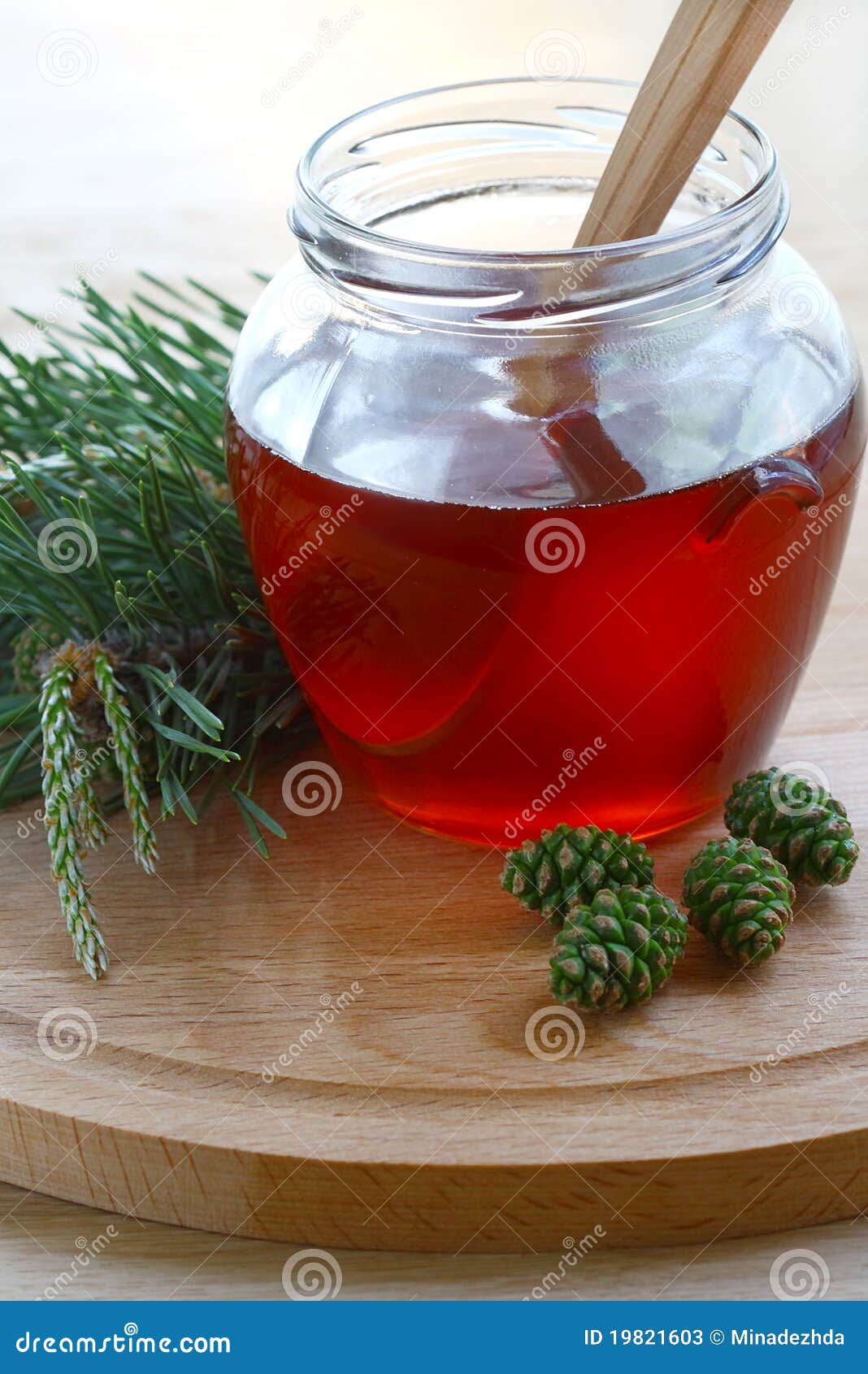 Jam of pine cones stock image. Image of spoon, dessert - 19821603