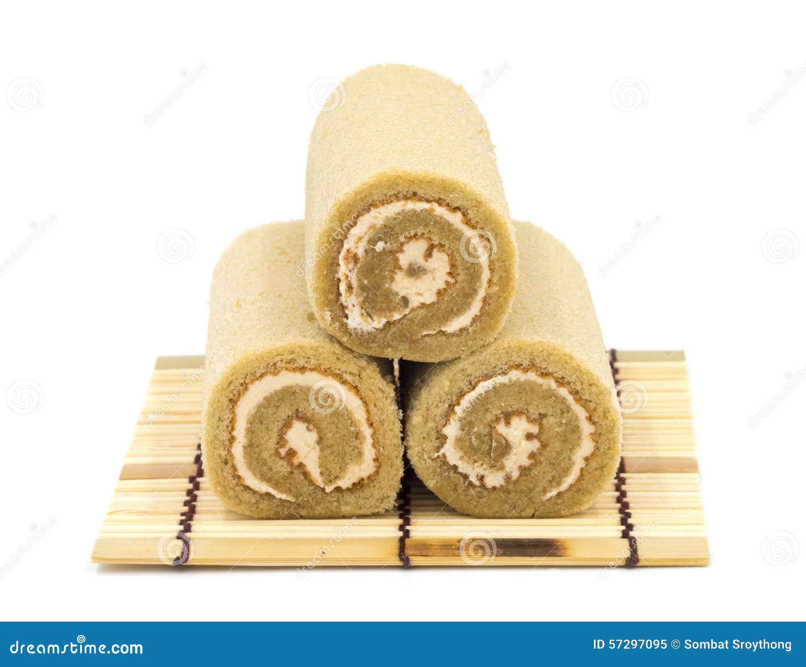 Jam Roll, Cream Roll on White Background. Stock Image - Image of jelly ...