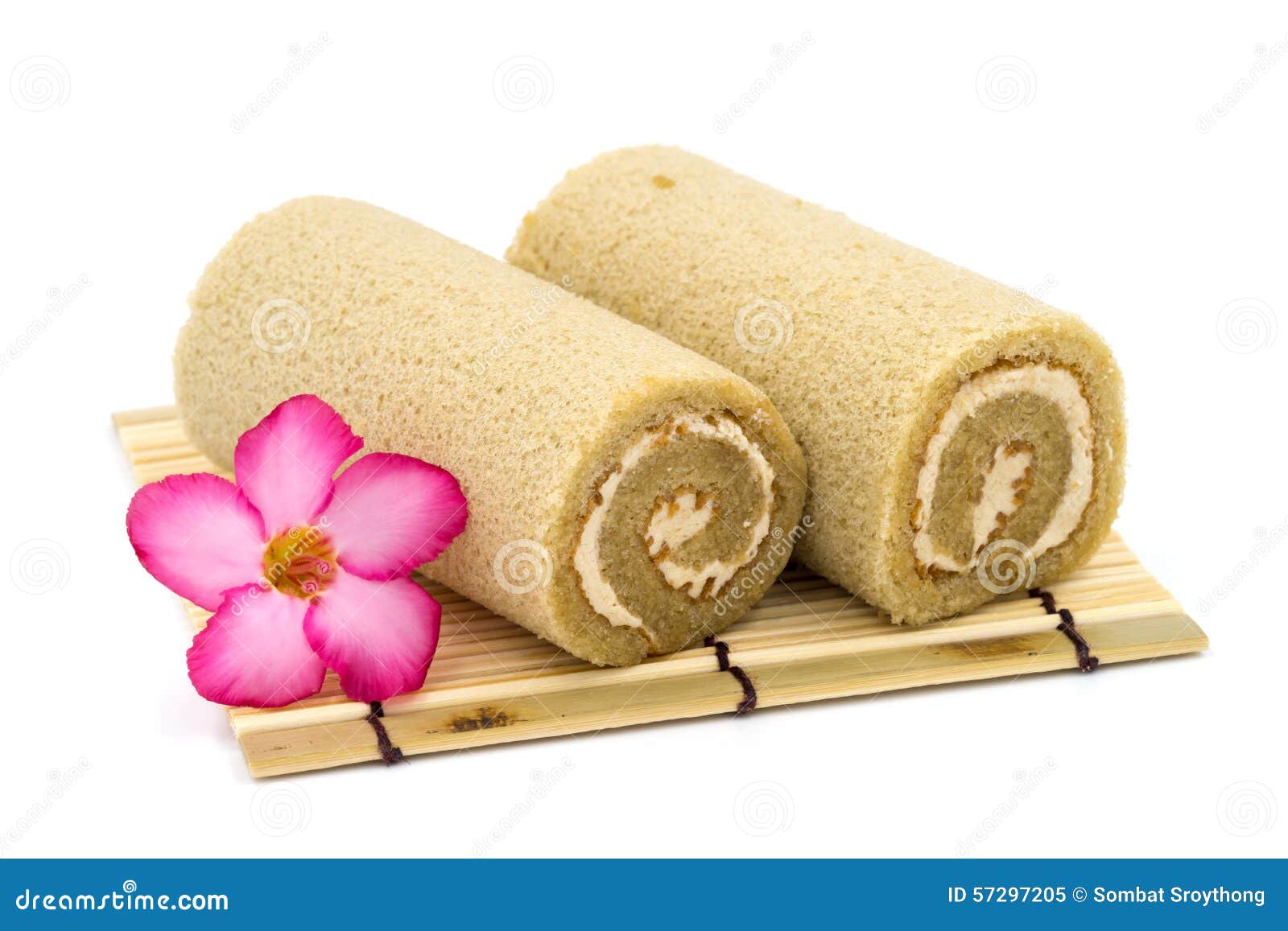 Jam Roll, Cream Roll on White Background. Stock Image - Image of slice ...