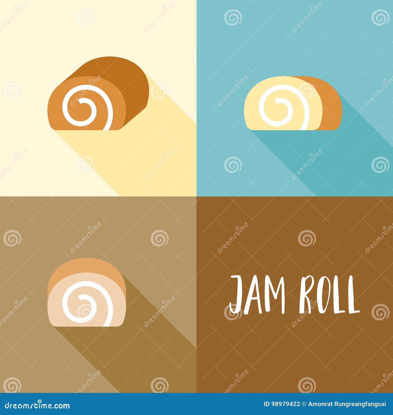 Jam roll in various type stock vector. Illustration of dessert - 98979422