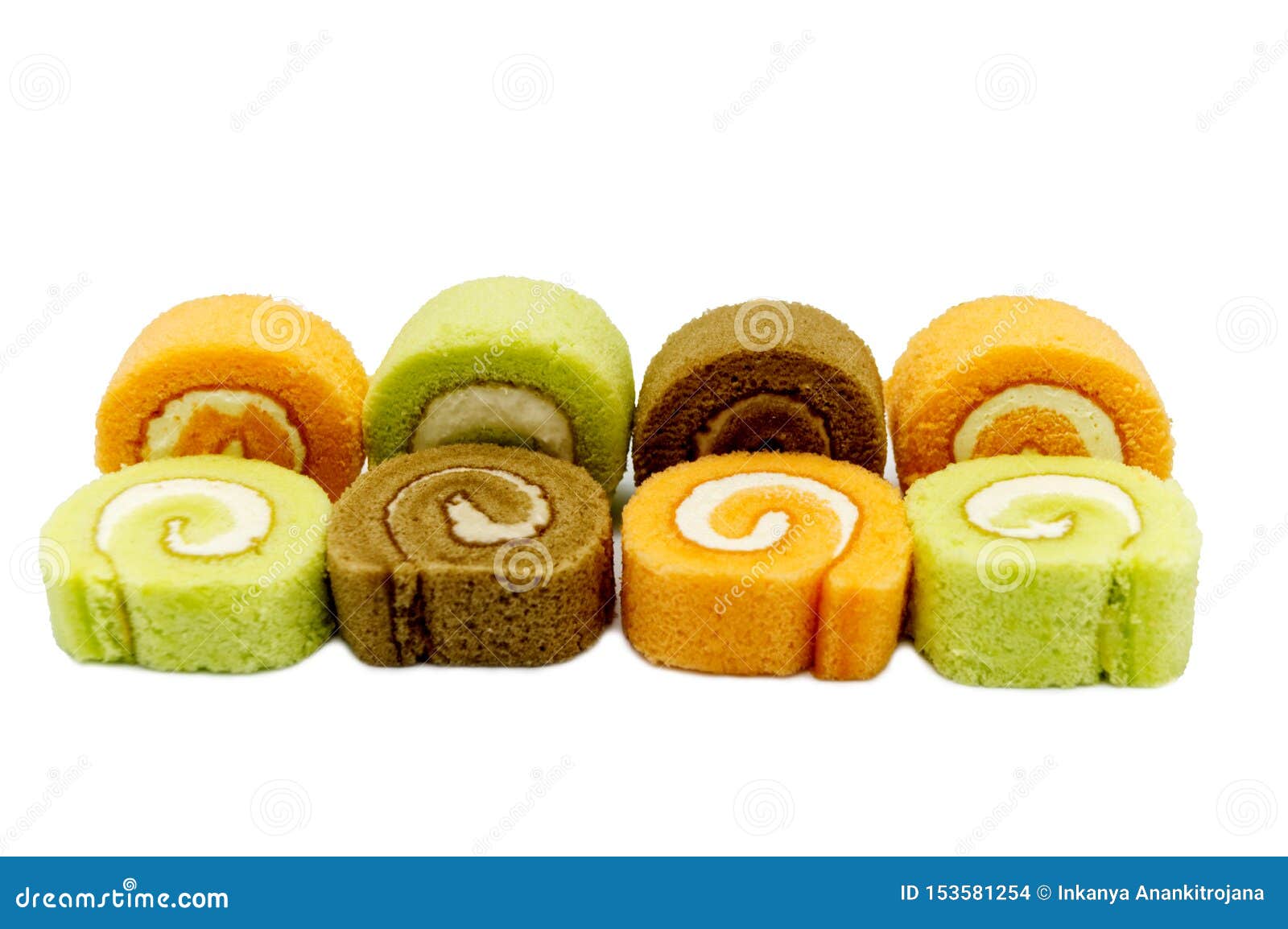 Jam rolls cake isolated. stock photo. Image of brown - 153581254