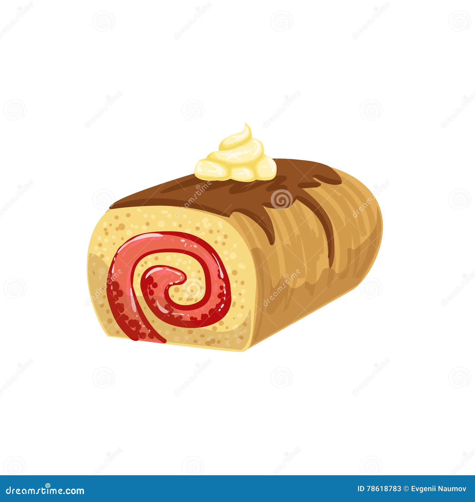 Jam Sponge Roll Bakery Assortment Icon Stock Vector - Illustration of ...