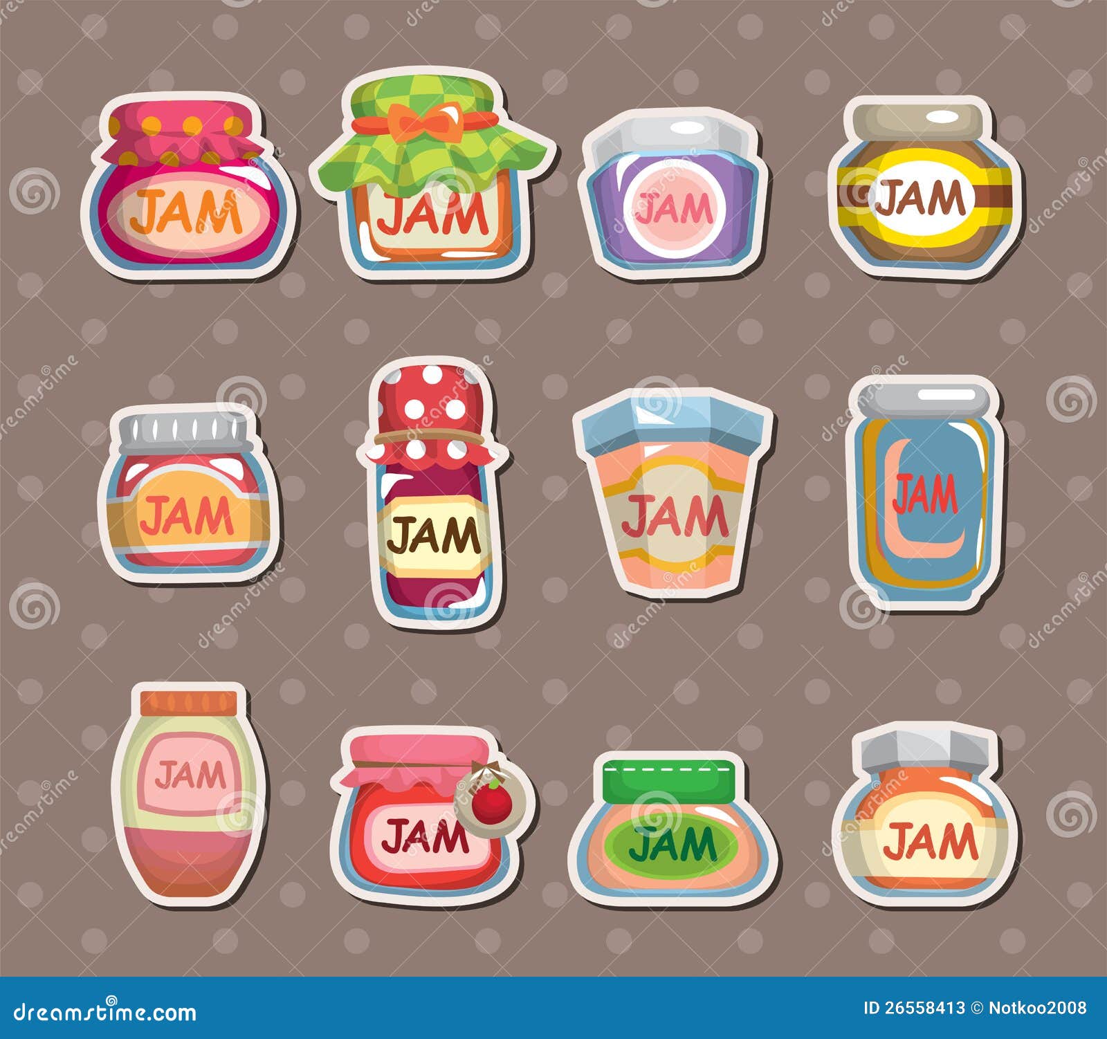 Jam stickers stock vector. Illustration of fruit, draw - 26558413
