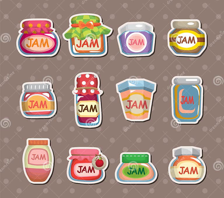 Jam stickers stock vector. Illustration of fruit, draw - 26558413