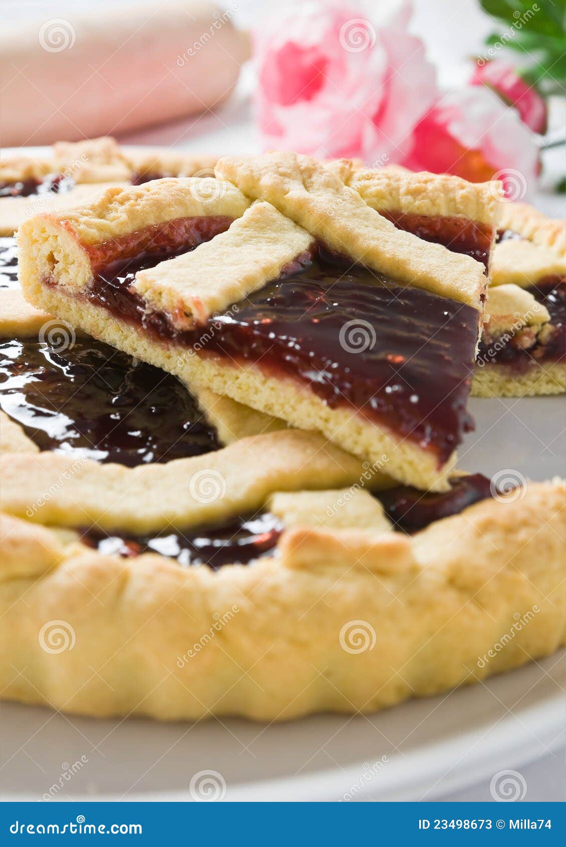 Jam tart in white dish. stock image. Image of fresh, dough - 23498673