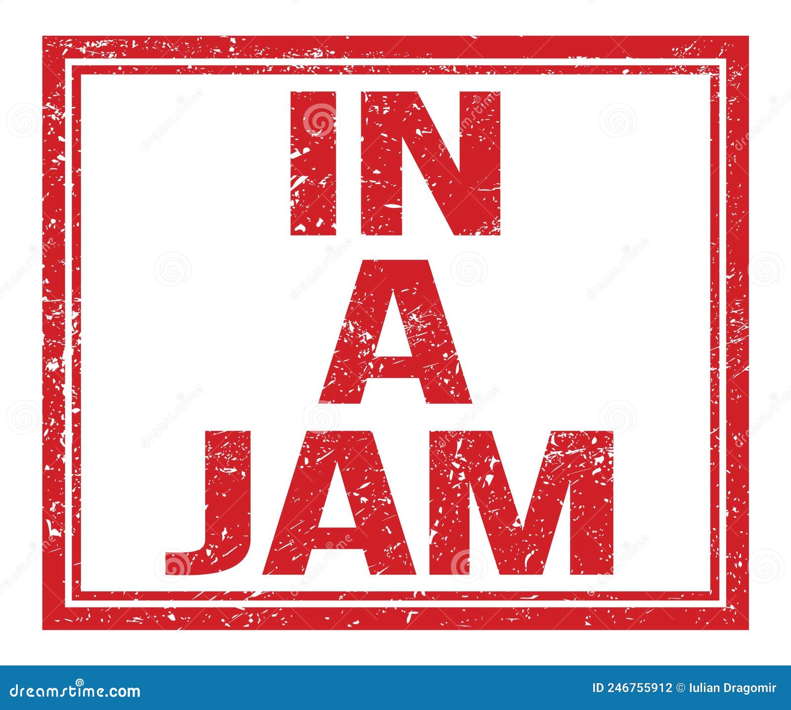 In a JAM, Text on Red Grungy Stamp Sign Stock Illustration ...