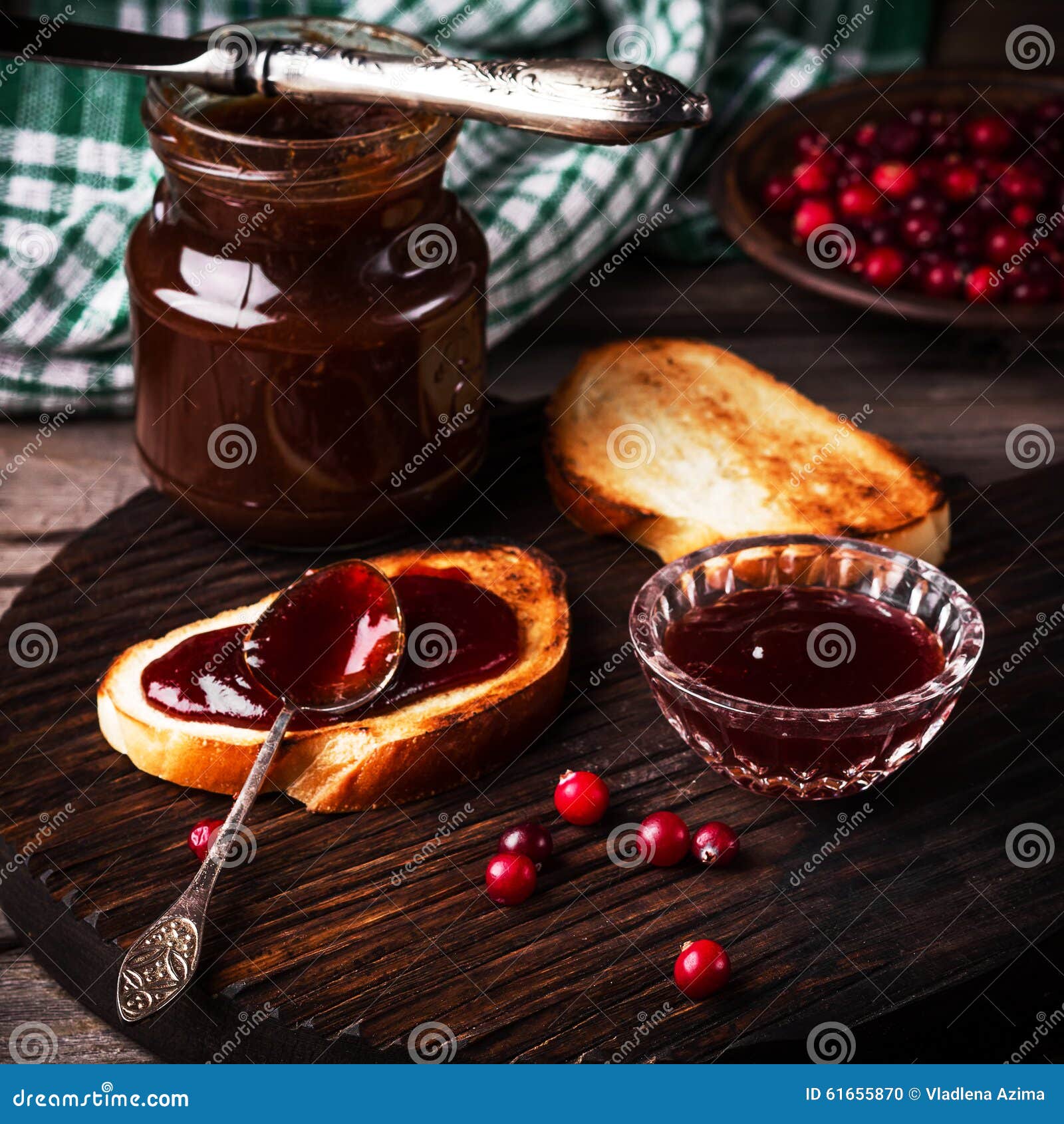Jam and Toasts on a Wooden Table. Stock Photo - Image of organic ...