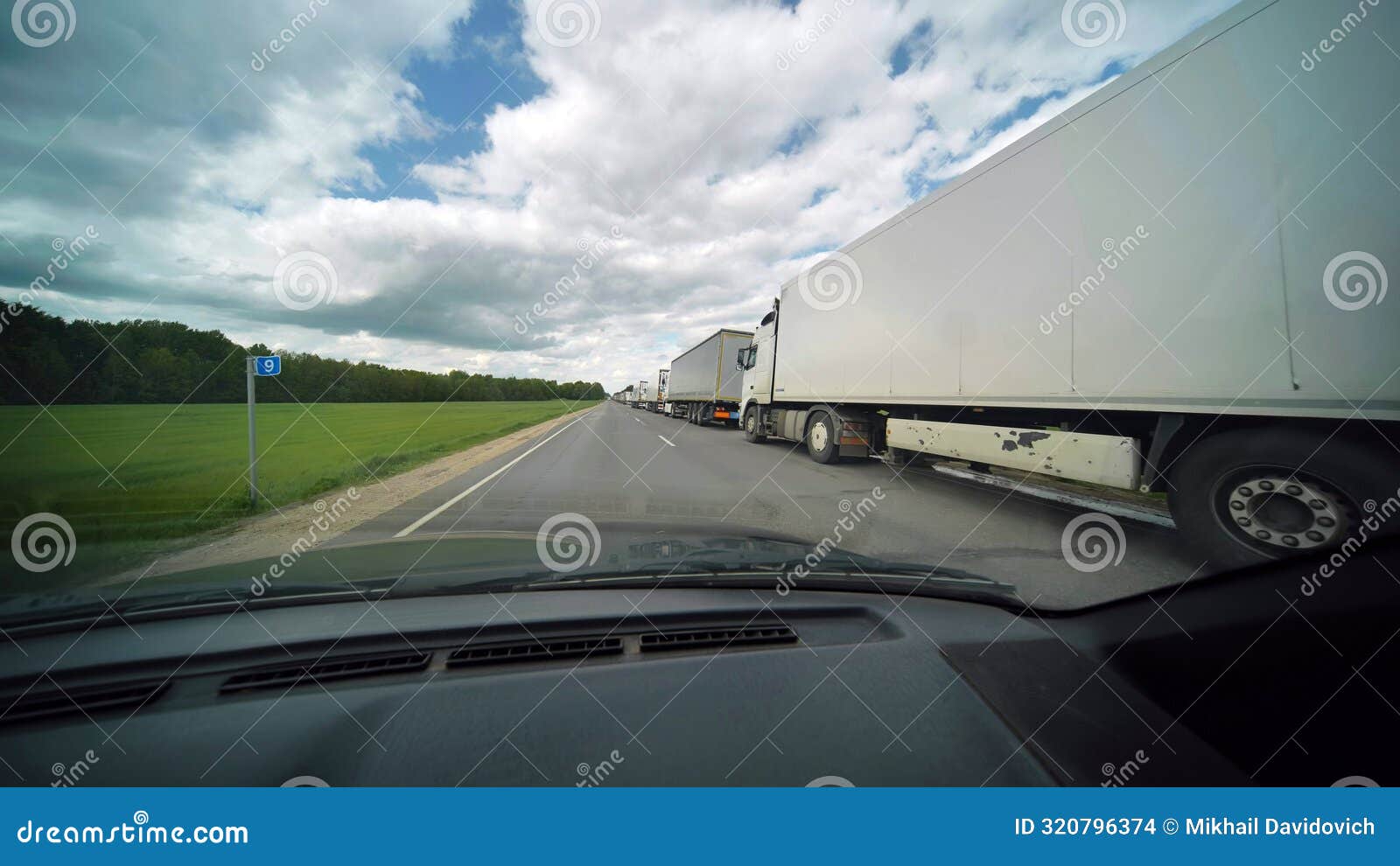 A Jam of Vans on the Roads of Europe. View from the Car Window. Stock ...