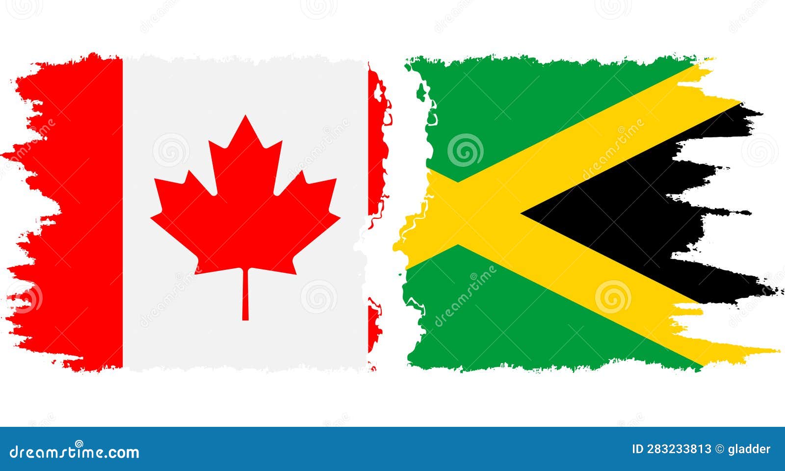 Jamaica and Canada Grunge Flags Connection Vector Stock Vector ...