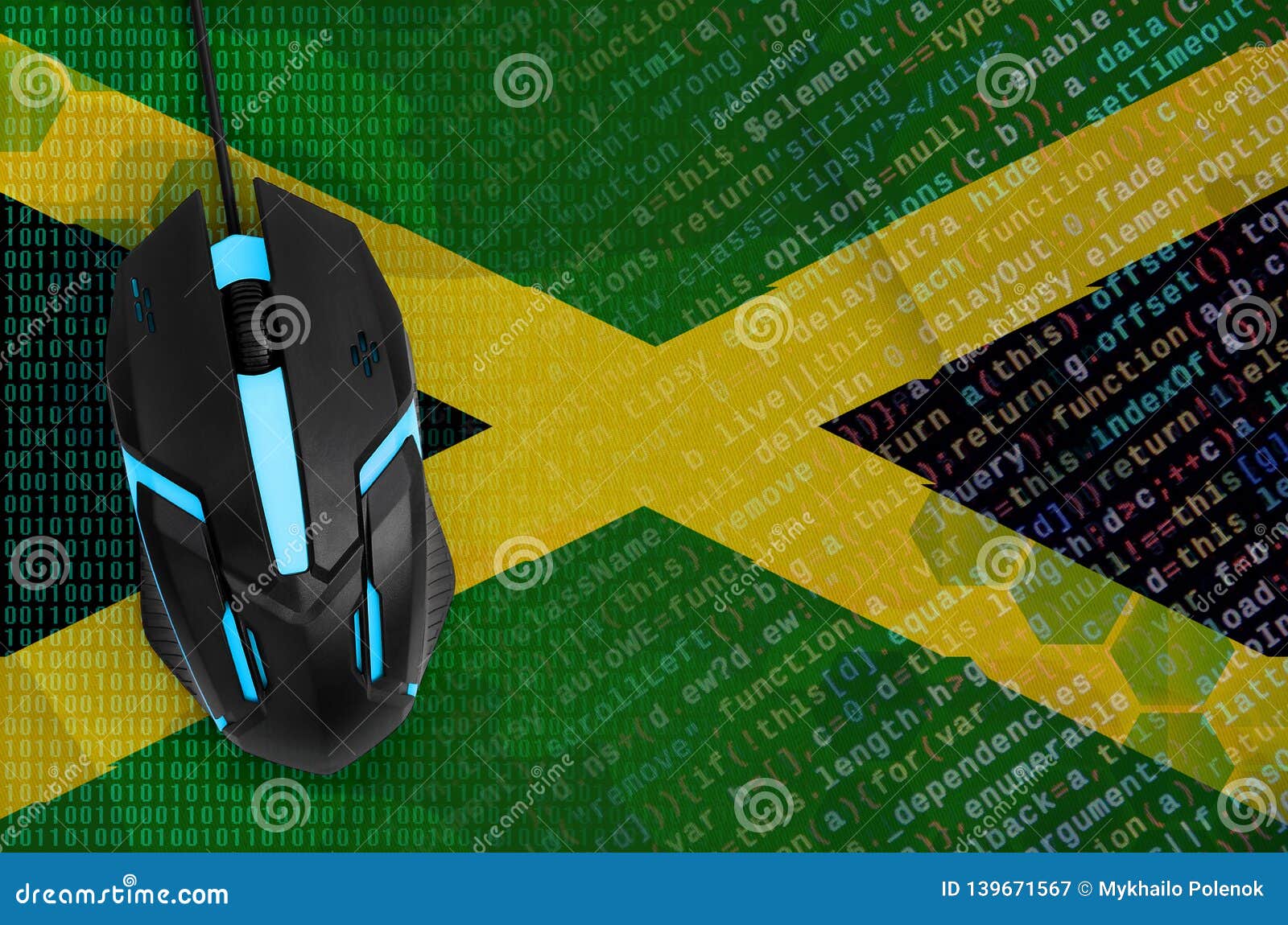 Jamaica Flag and Computer Mouse. Digital Threat, Illegal Actions on the ...