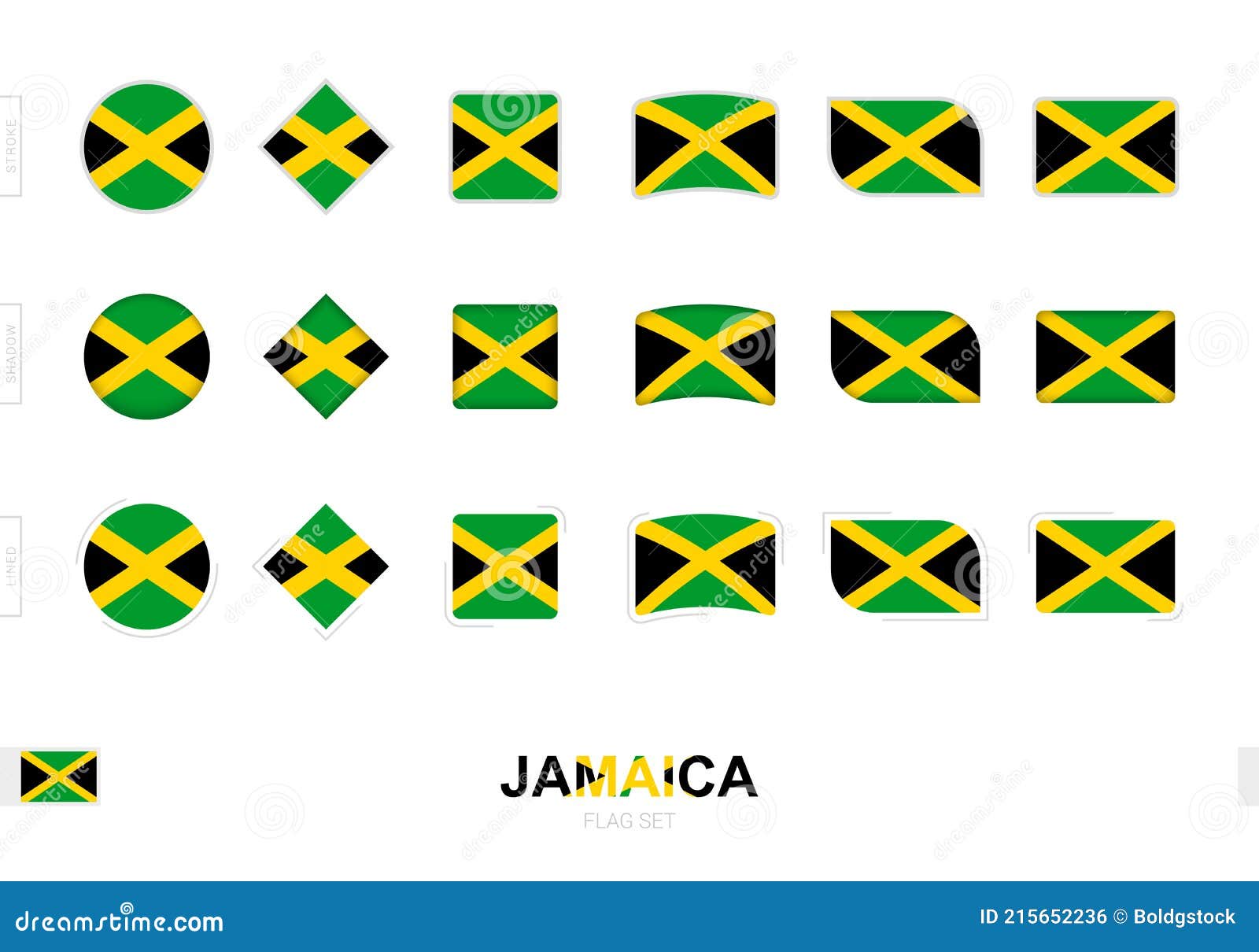 Jamaica Flag Set, Simple Flags of Jamaica with Three Different Effects ...