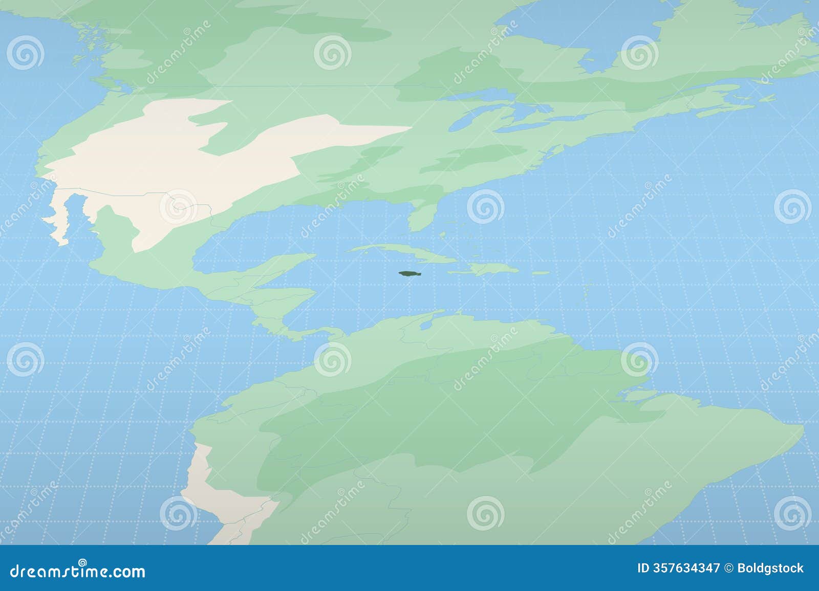 Jamaica Highlighted on a Detailed Map, Geographic Location of Jamaica ...