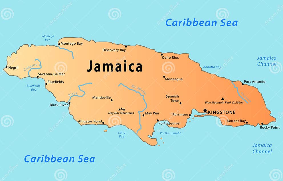Jamaica map stock vector. Illustration of economic, borders - 13644136