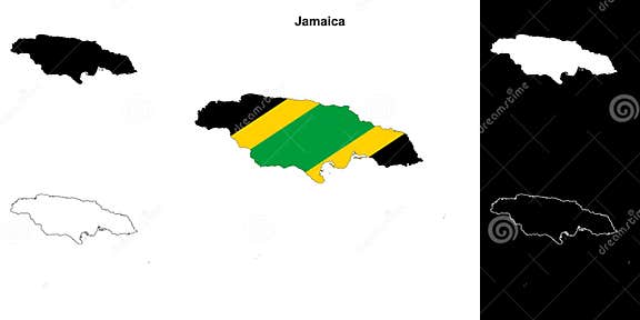 Jamaica outline map stock illustration. Illustration of nation - 323785002