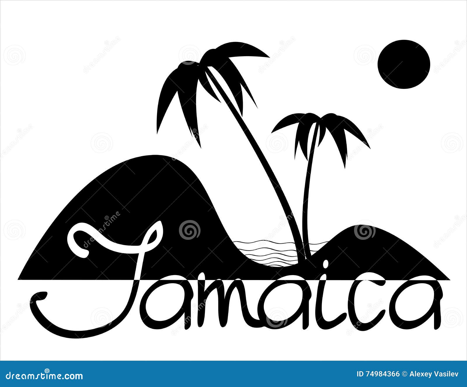 Jamaica - Vector Composition Witn Palms, Sand and Sea Stock Vector ...