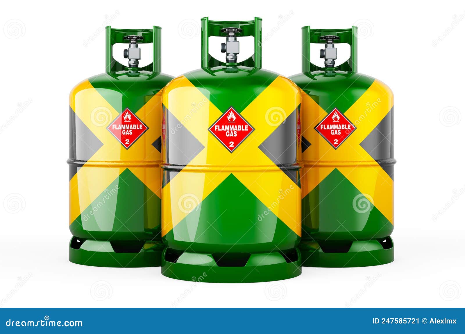 Jamaican Flag Painted on the Propane Cylinders with Compressed Gas, 3D ...
