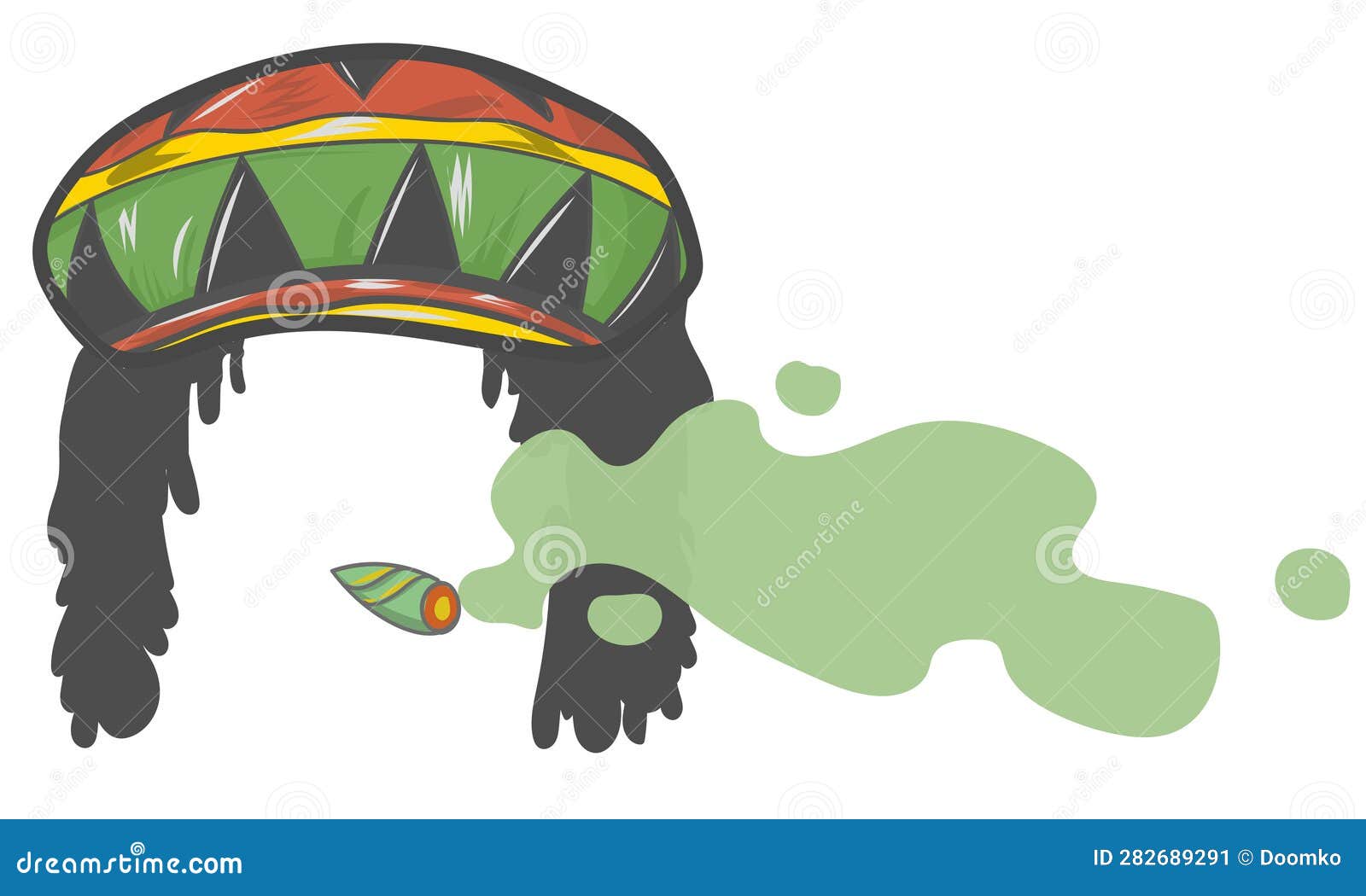 Jamaican Rasta Hat with Dreadlocks. Stock Vector - Illustration of ...