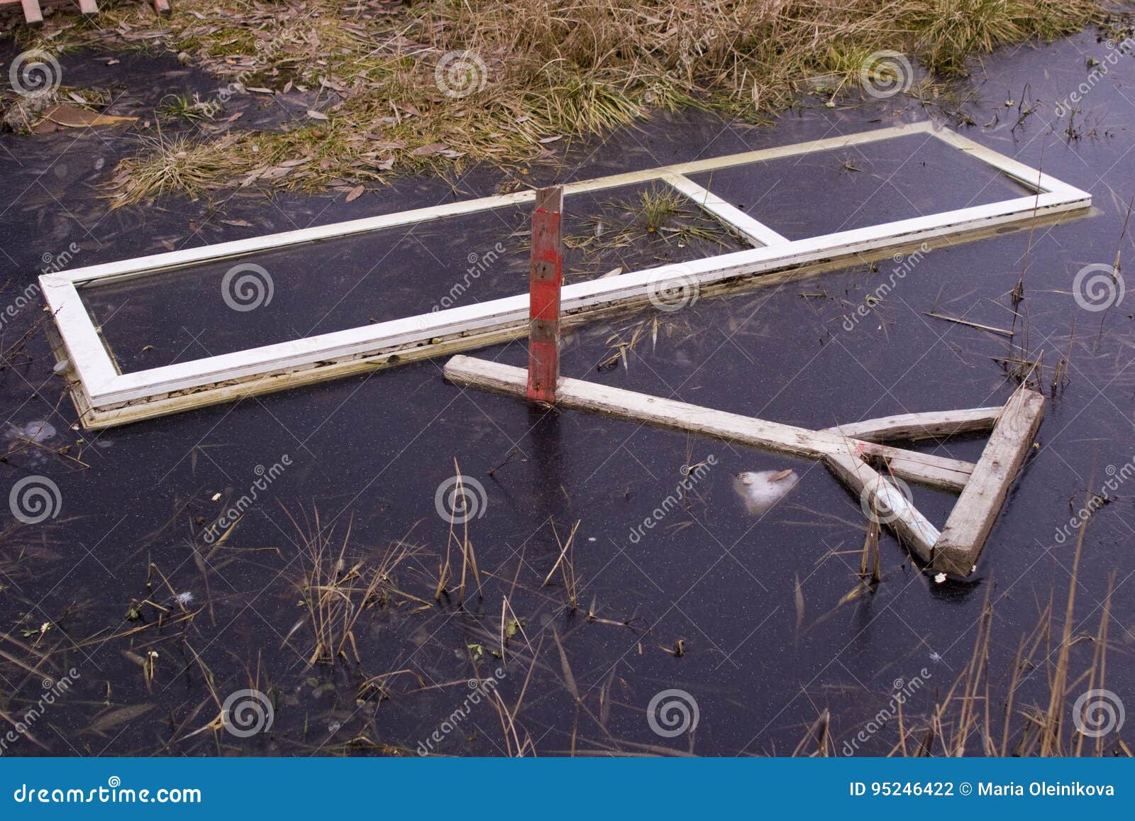 Jamb door in a dark puddle stock photo. Image of accessory - 95246422