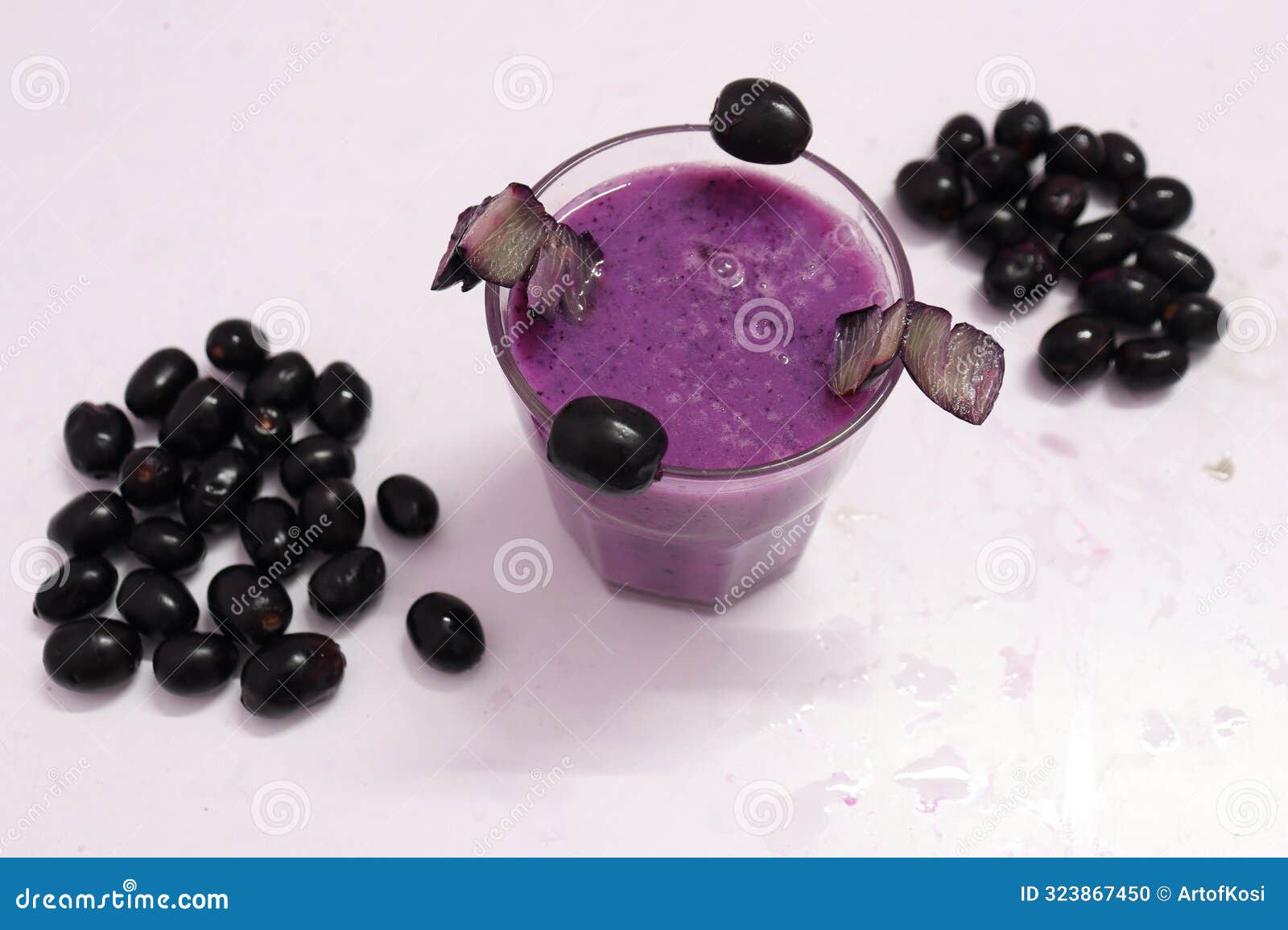 Jambolan Plum or Java Plum Juice Isolated on White Background Stock ...