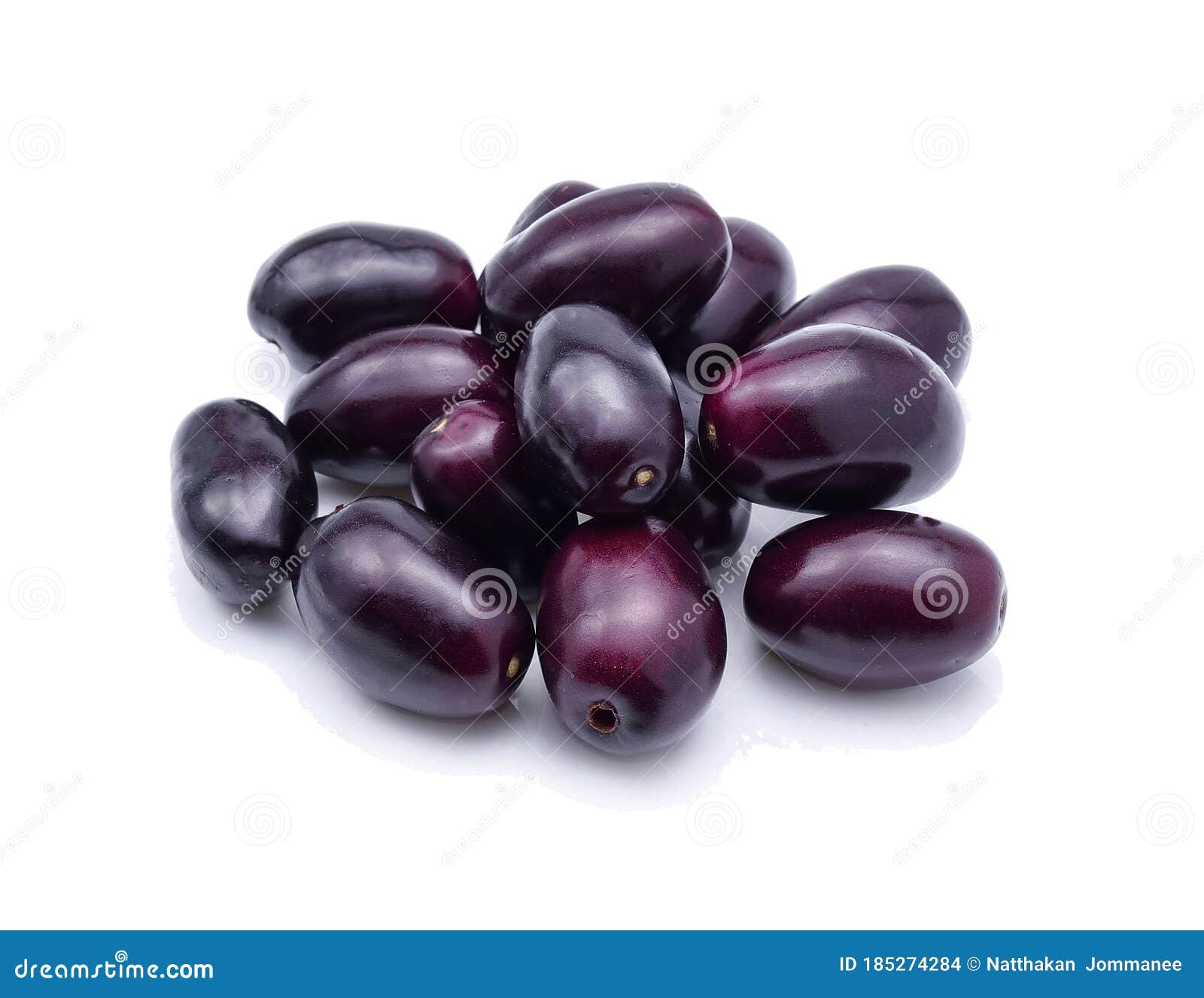 Jambolan Plum, Java Plum Syzygium Cumini on White Background Stock ...