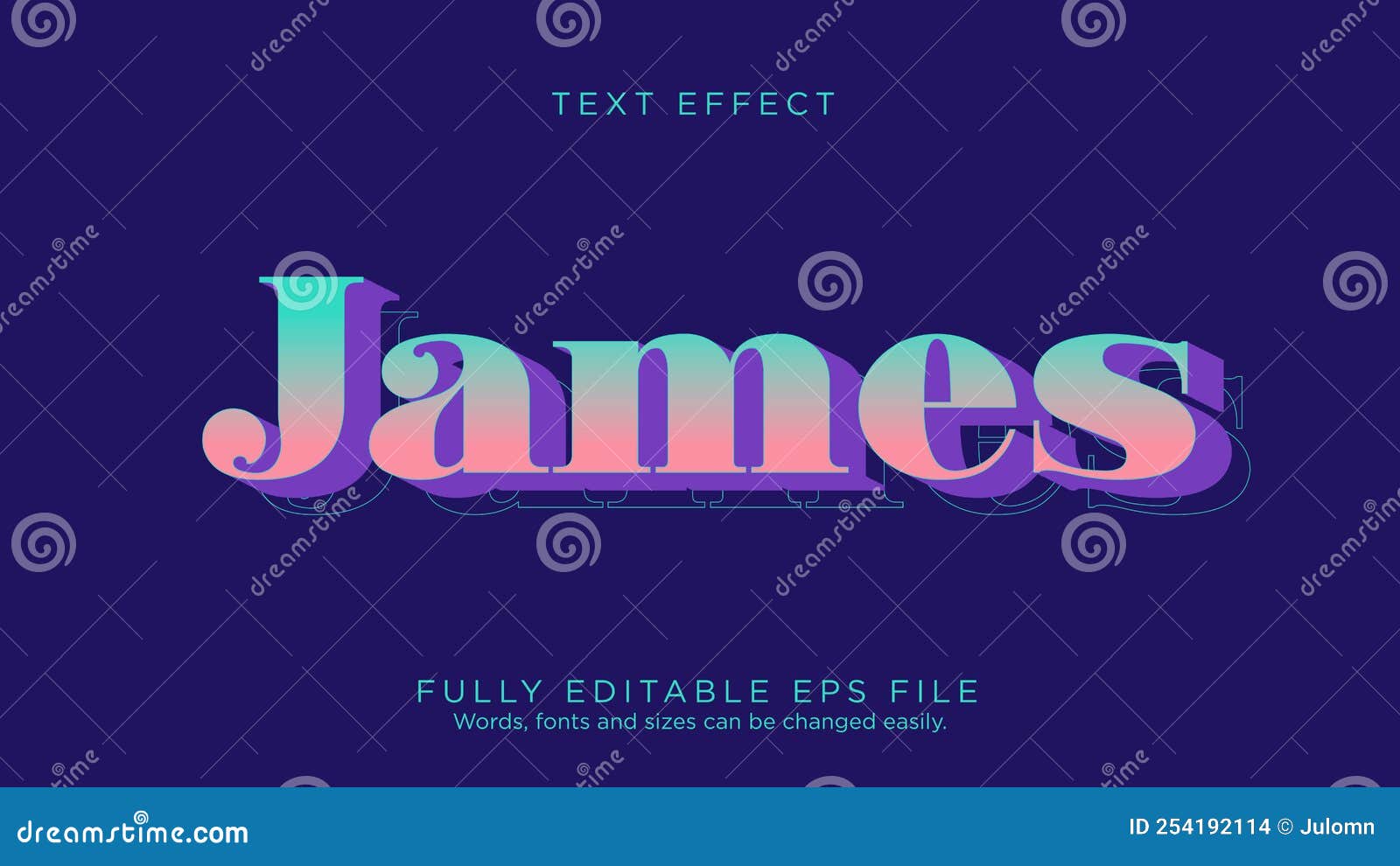 James Text Effect Font Type Stock Vector - Illustration of type ...